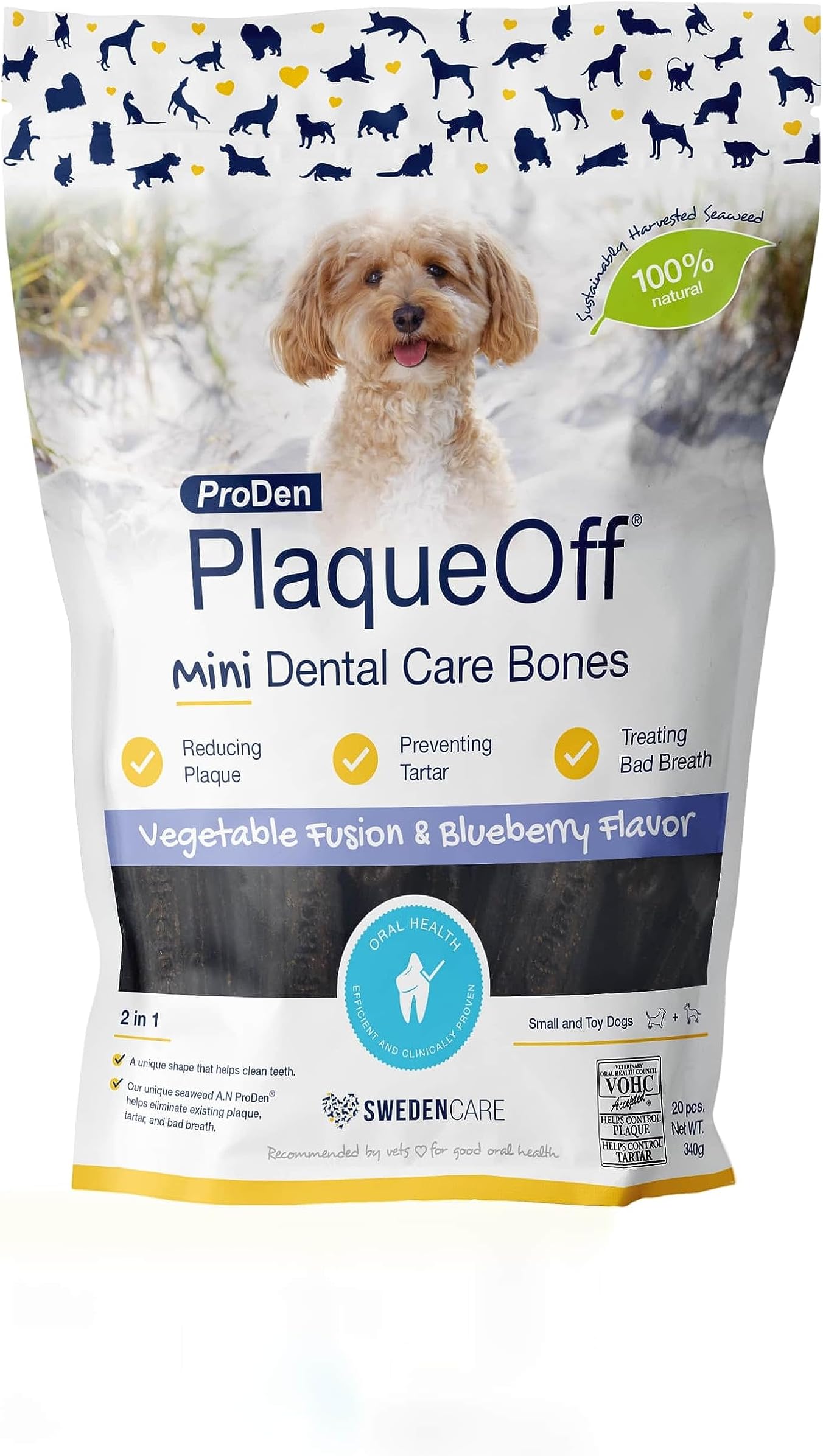 ProDen PlaqueOff Mini Dental Bones Peanut Butter & Banana (20 Pack ...