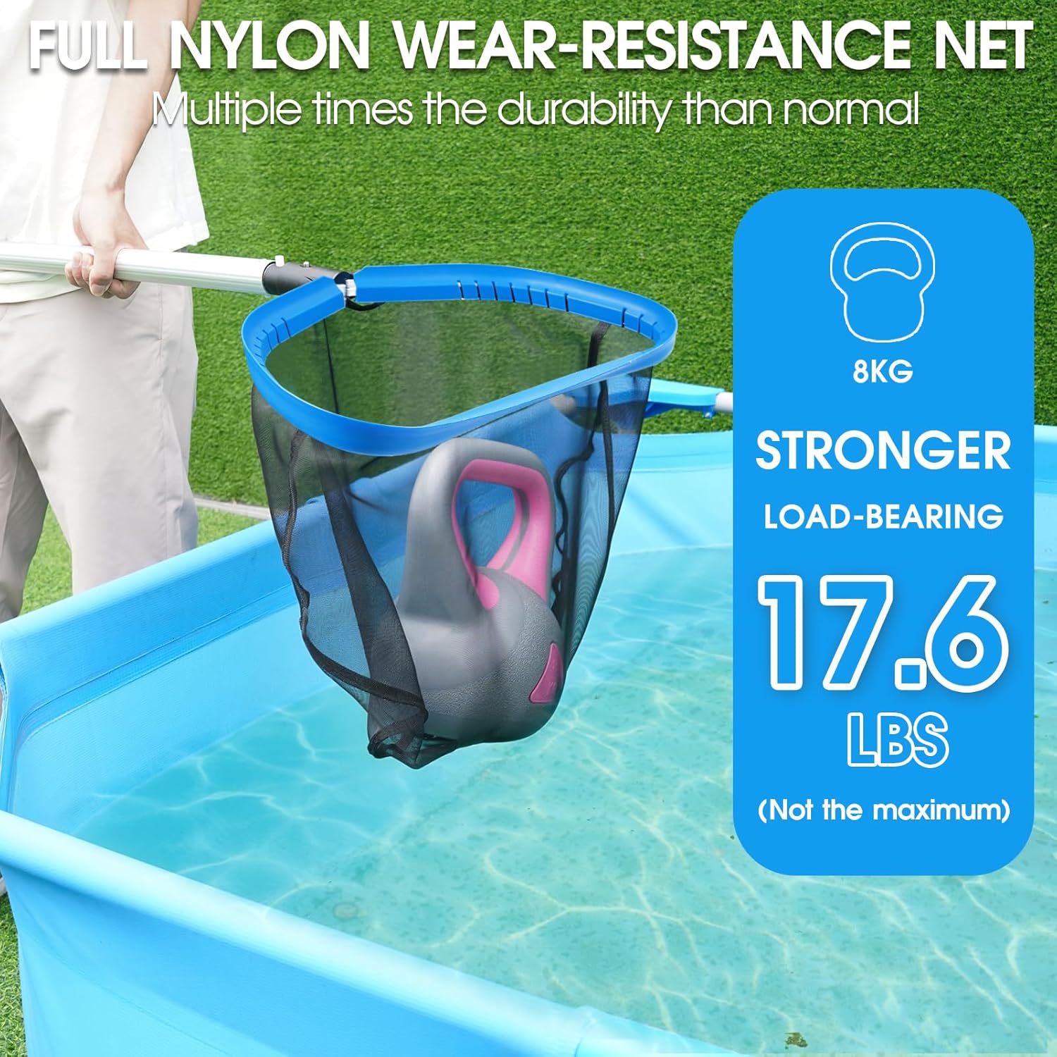 Upgraded Self-Repair Pool Net, Pool & Pond Cleaning Skimmer with Heavy ...