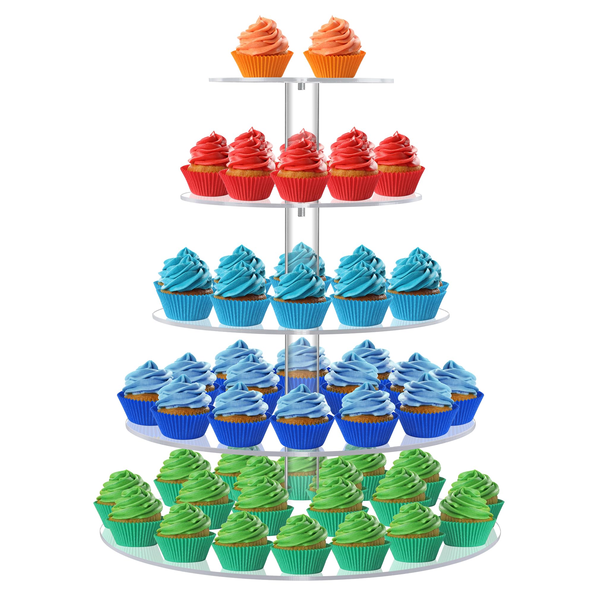 Amazon.com: 5 Tier Cupcake Stand for 50 Cupcakes, Round Cupcake Tower ...