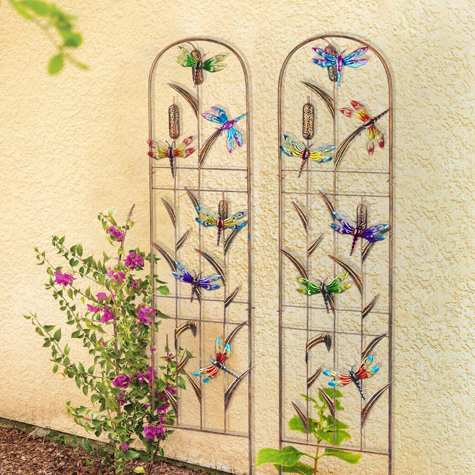 Snapklik.com : SUNNYPARK Set Of 2 Dragonfly Metal Garden Trellis For ...