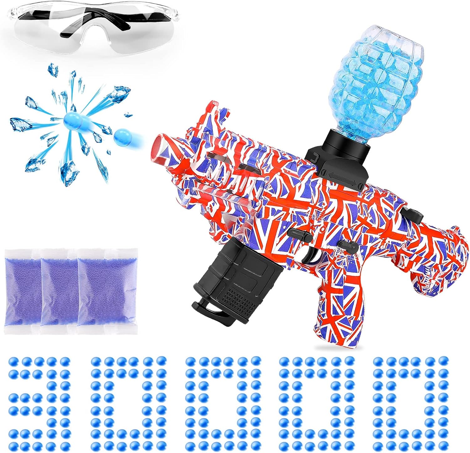 Electric Gel Blaster, Gel Gun Blaster Shooting Toy with 30000 Gel Ball ...
