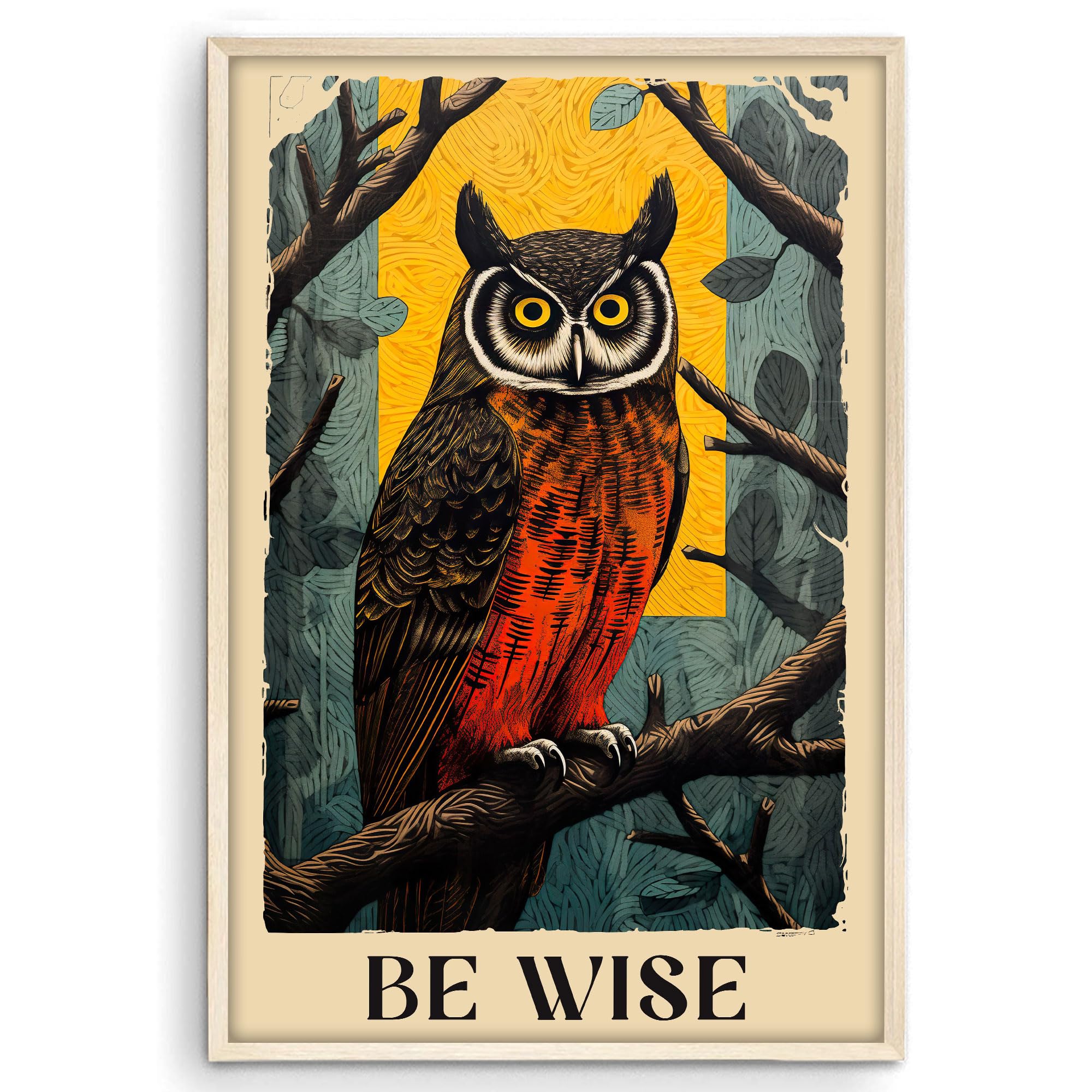 Amazon.com: Eastern Print Owl Be Wise Wall Art Poster, Wildlife Animal ...