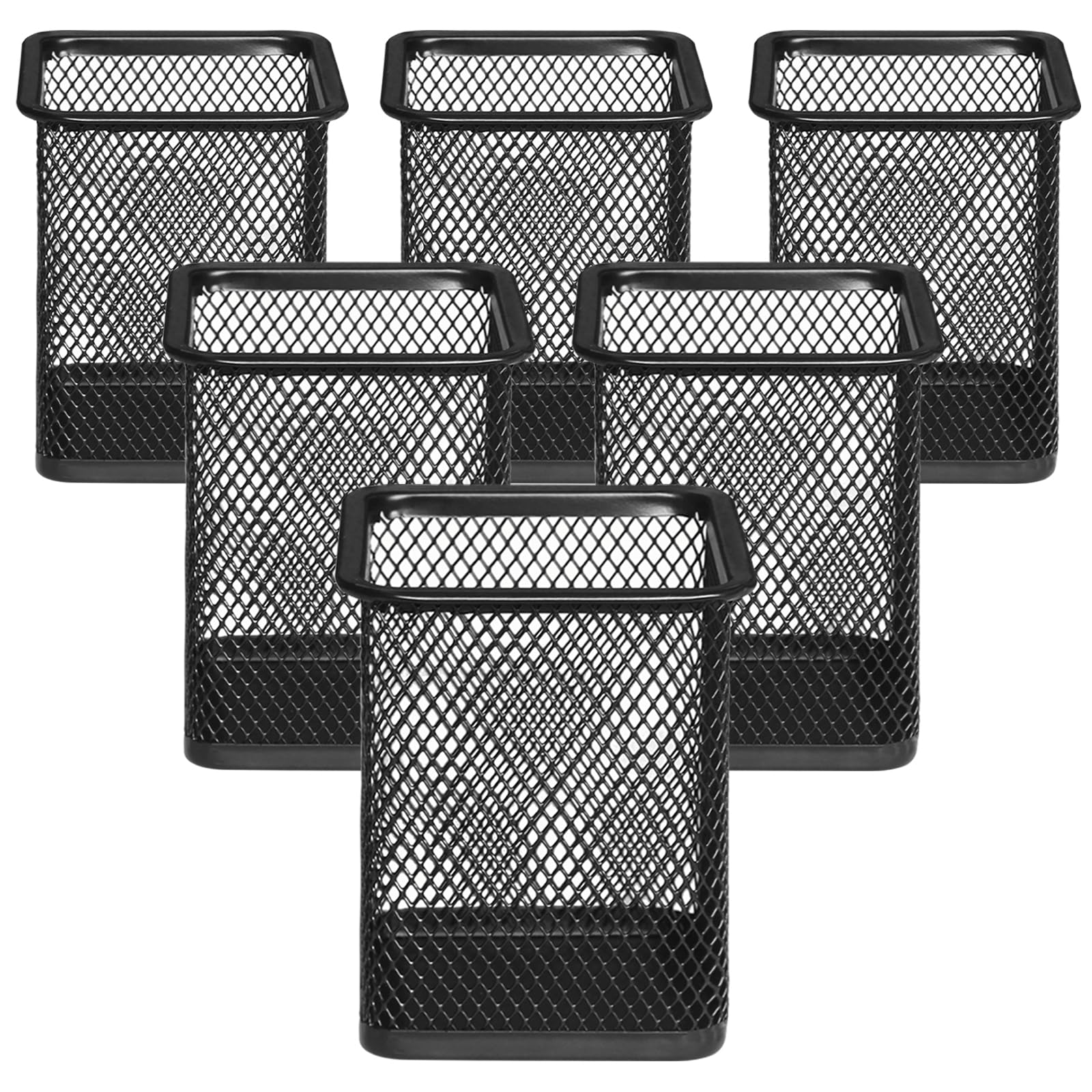 DIFIT 6PC Pen Holder, Metal Pen Pot, Black Pencil Pot, Mesh Pen Holder ...