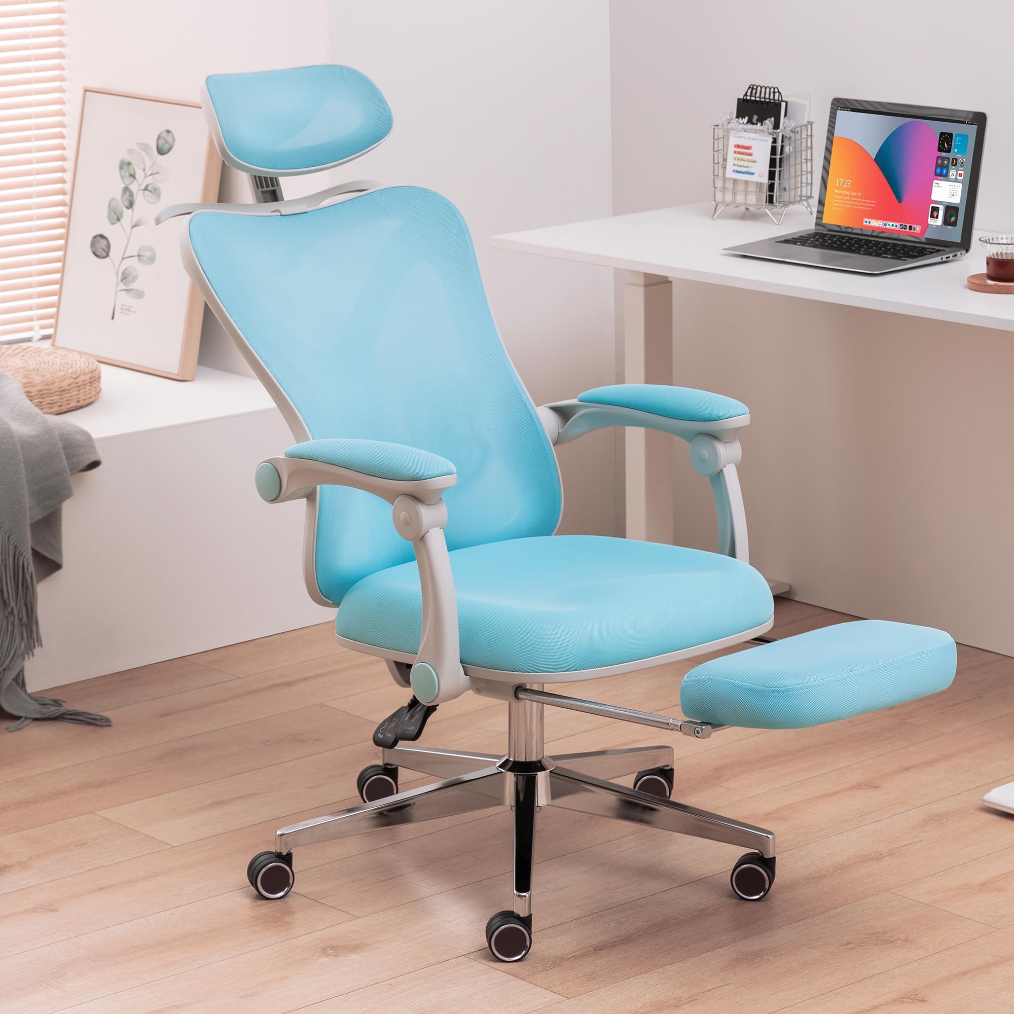 Amazon.com: Hramk Ergonomic Office Chair with Footrest | Adjustable ...