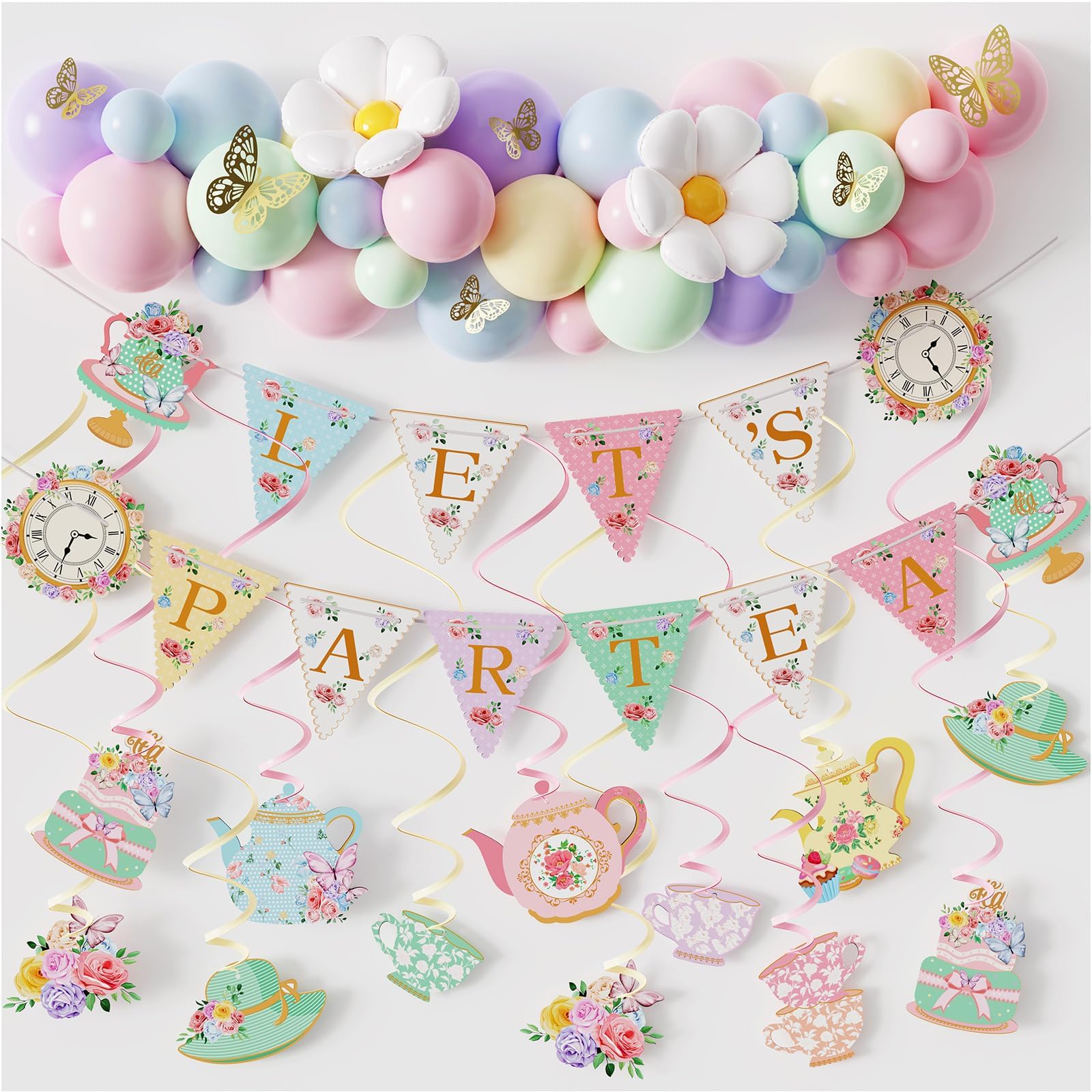 Amazon.com: Tea Party Decorations 45Pcs Pastel Balloons, LET'S PAR TEA ...