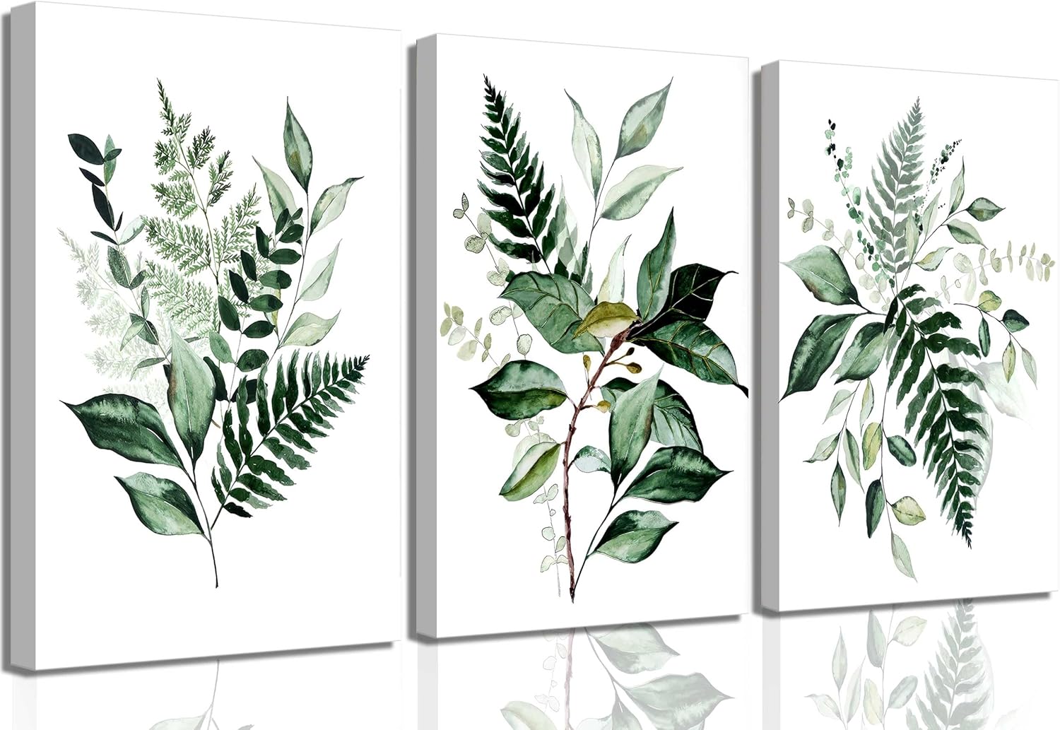 Amazon.com: 3Pcs Green Plants Canvas Wall Art Bohovegetation Wall Decor ...
