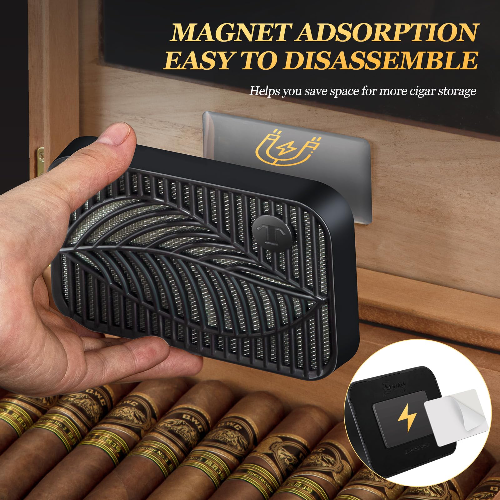 Snapklik.com : Cigar Humidifier, Rectangle Black Premium Cigar Humidor ...