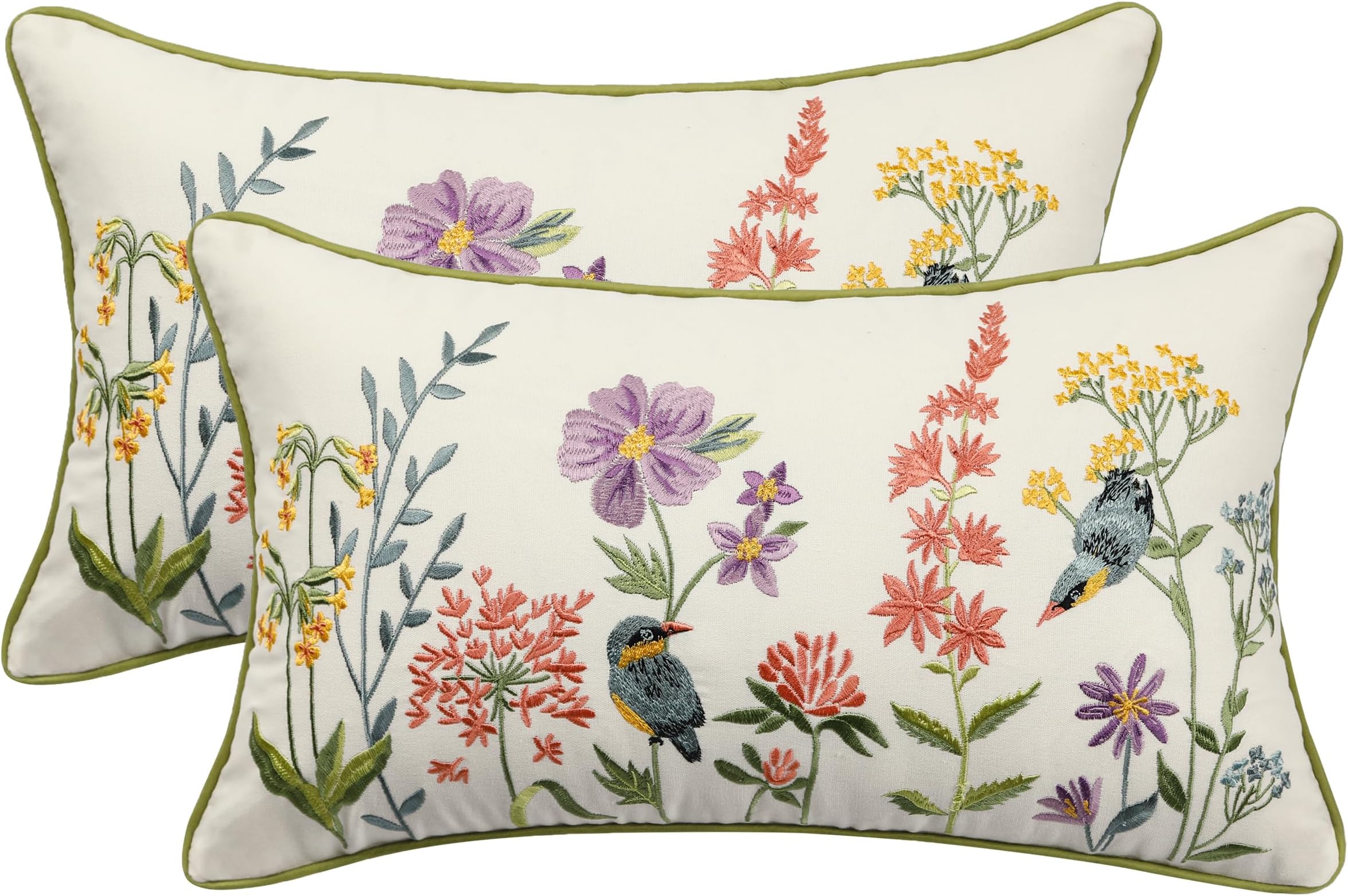 Amazon.com: AVOIN colorlife Wildflowers Throw Pillow Cover, 12 x 20 ...