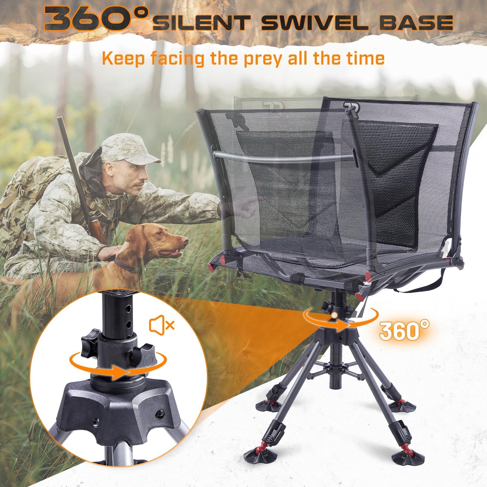 Snapklik.com : 360 Degree Swivel Hunting Blind Chair,400 Lbs Capacity ...