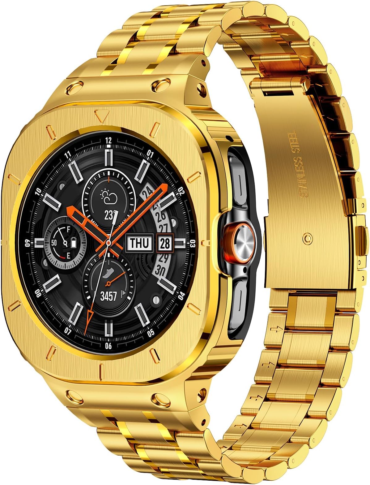 Amazon.com: BAITEYOU Stainless Steel Bands with Case Compatible with ...