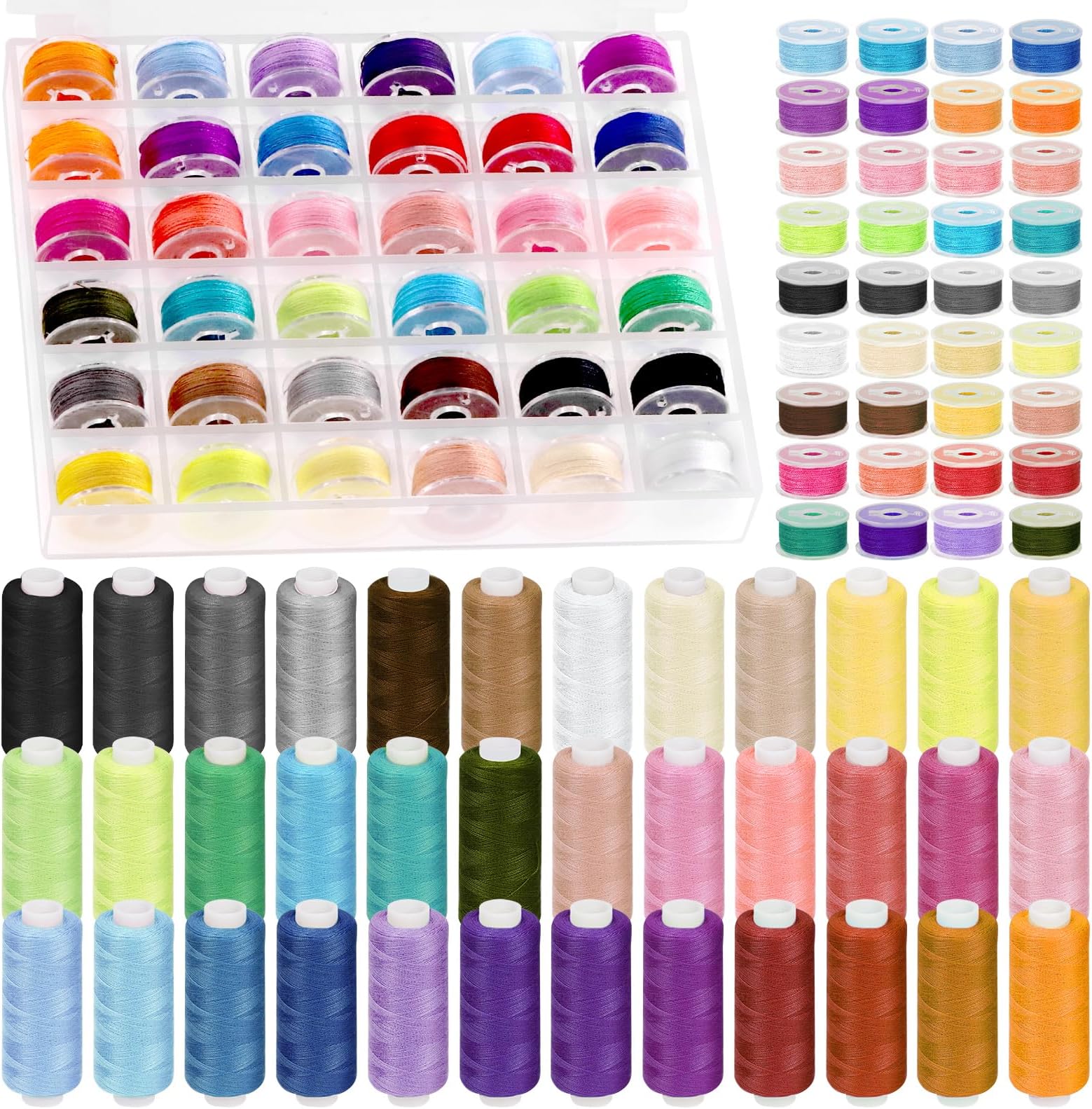 Kurtzy Sewing Machine Thread Set with Case (64 Pack) - Sewing Thread ...