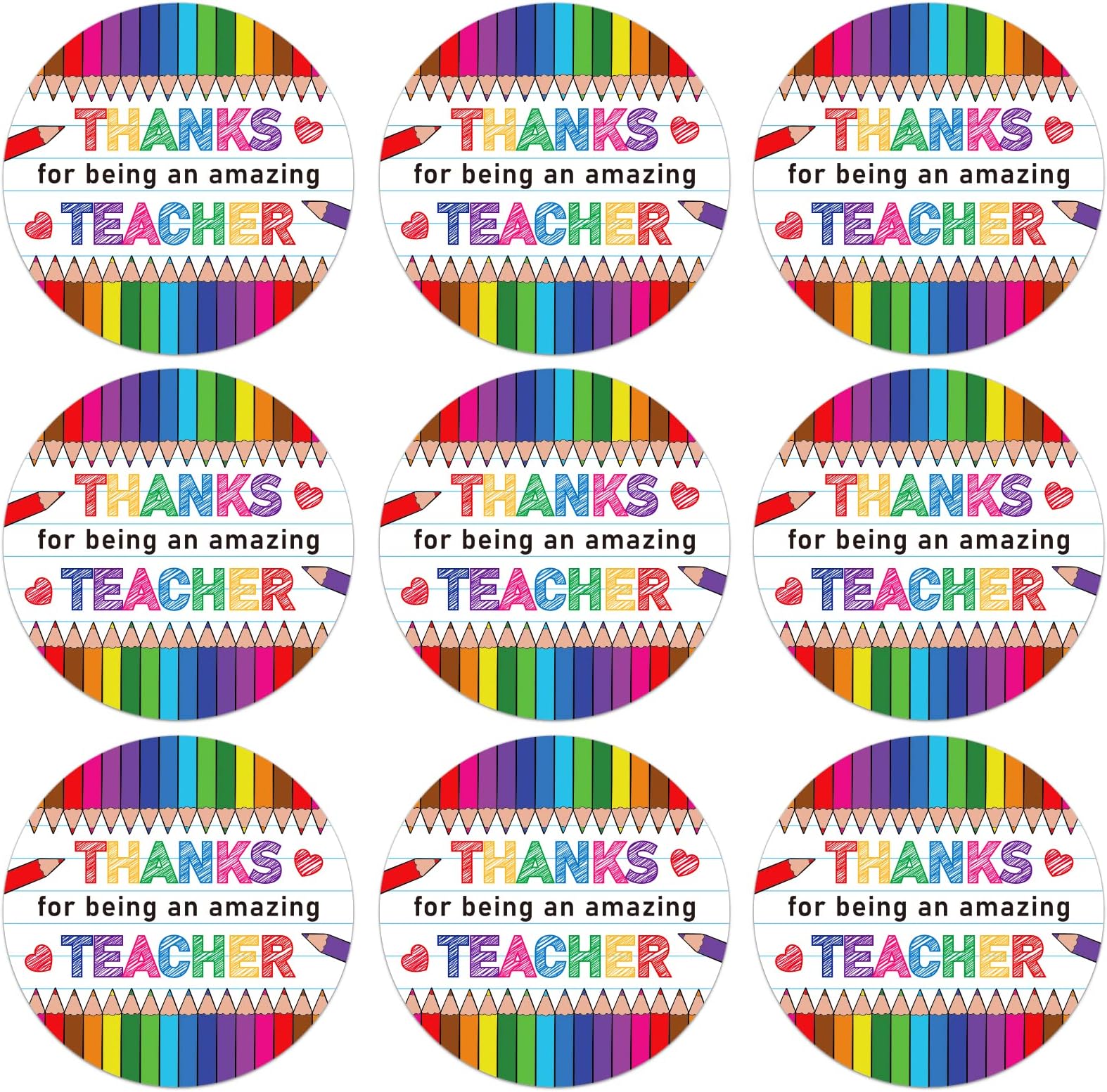 Amazon.com: WhatSign 36Pcs Thank You Teacher Stickers Labels 1.5 ...