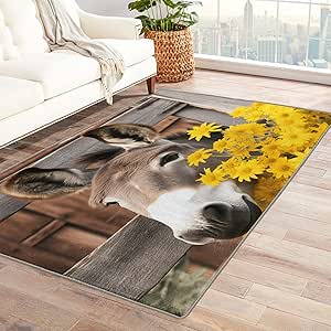 Amazon.com: 3x4 Area Rugs, Donkey Farm Animal Rugs for Entryway ...