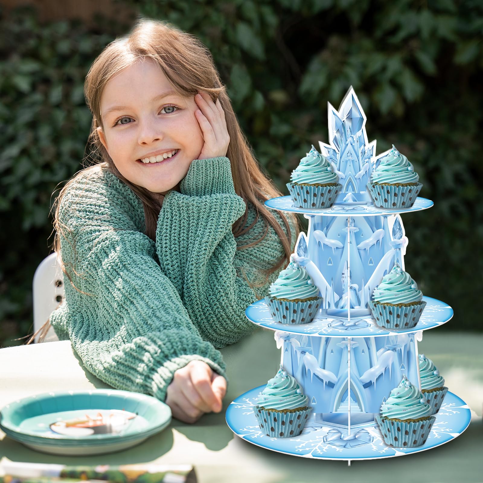 Snapklik.com : 3 Tier Snowflake Cupcake Stand Winter Castle Cupcake ...