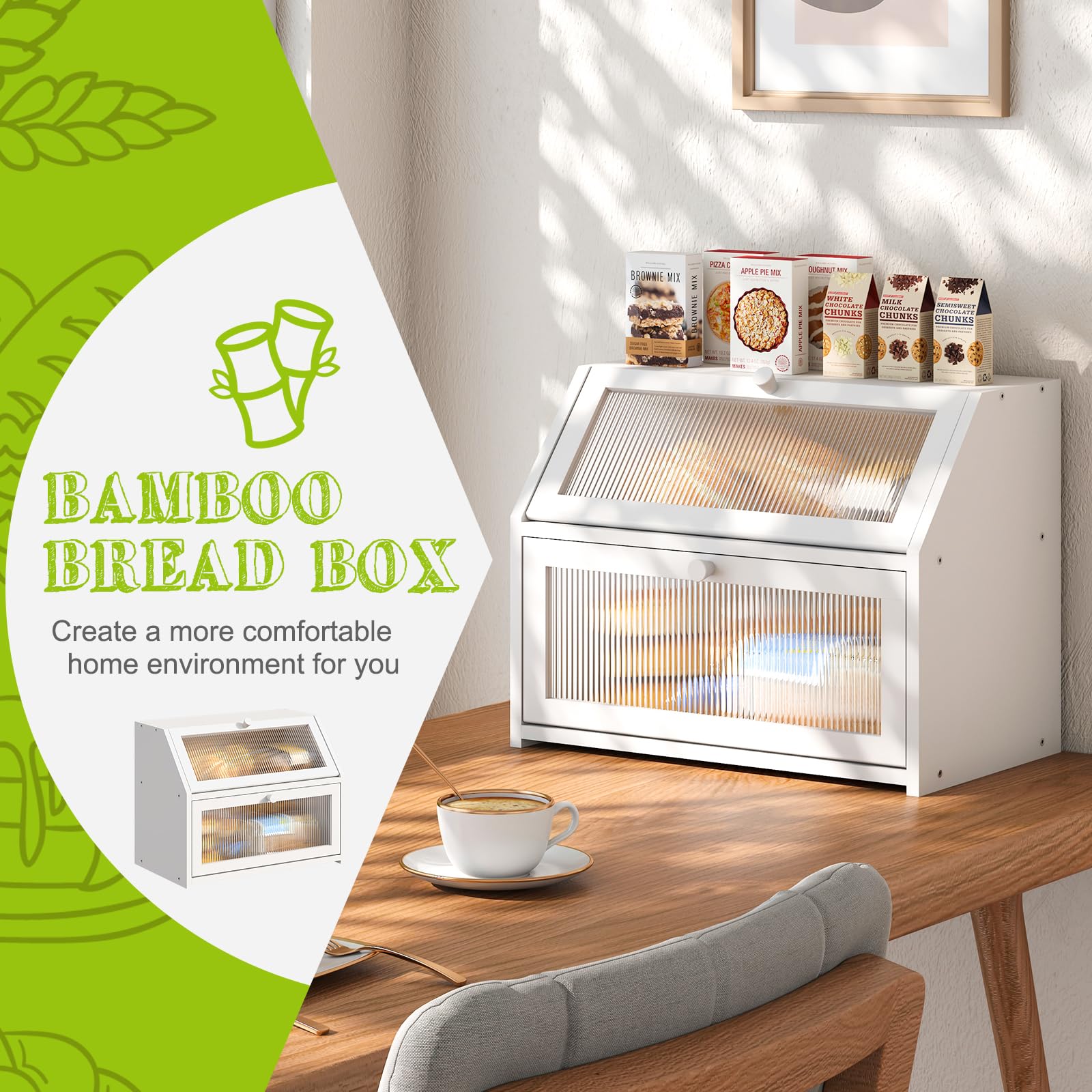 Snapklik.com : BMOSU Large Bread Box For Kitchen Countertop,Double ...