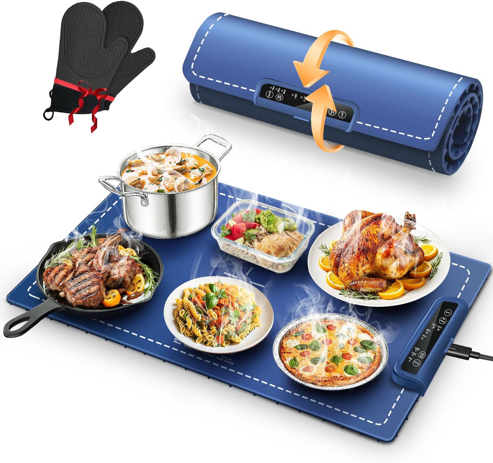 Amazon.com: Food Warming Mat, Foldable Electric Warming Tray, Silicone ...