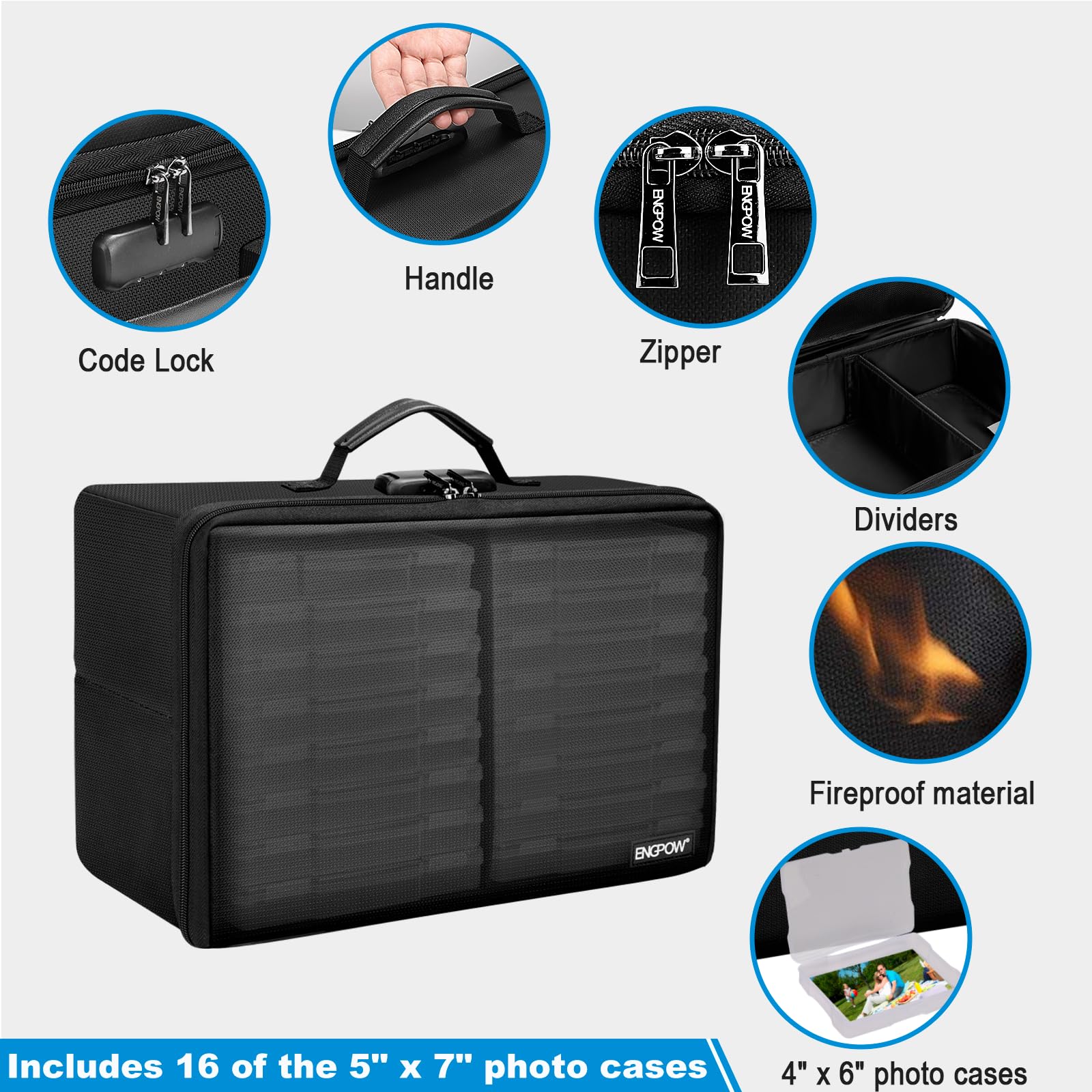 Snapklik.com : ENGPOW Fireproof Photo Storage Box 5 X 7 Photo Case ...