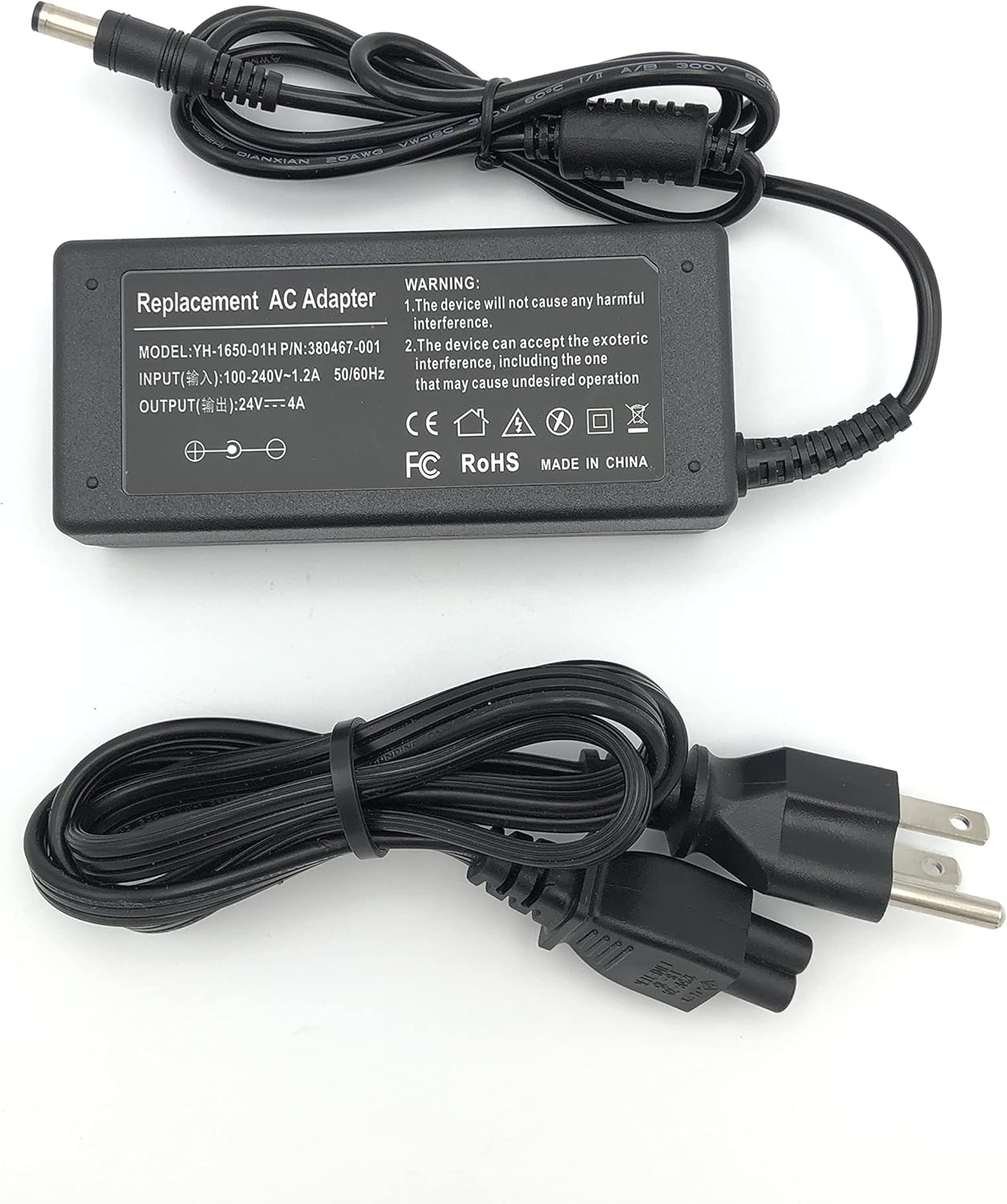 Amazon.com: 24V 4A 96W AC Adapter Replacement YH-1650-01H Power Supply ...