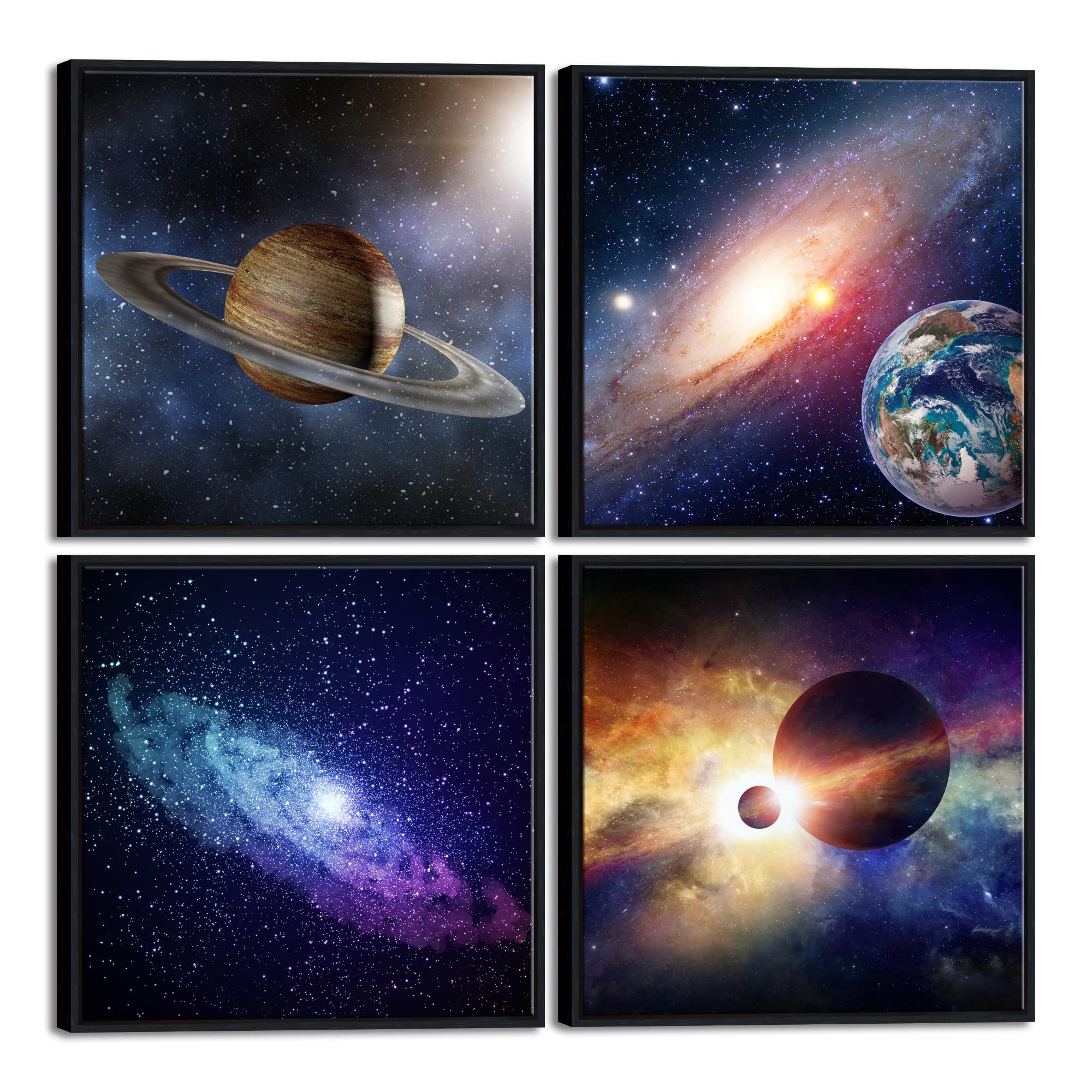 Amazon.com: Wieco Art Large Framed Wall Art 4 Panels Contemporary Star ...