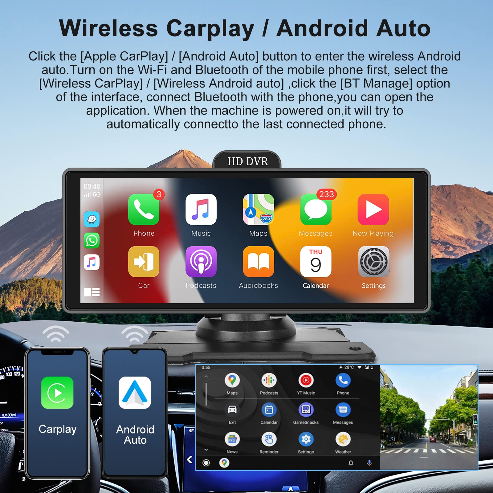 10.26-inch Touchscreen Android Portable Car Radio Supports Wireless ...