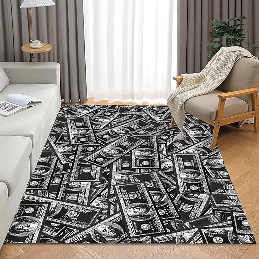 Amazon.com: DVKKHD 100 Dollar Bill Area Rug, 4x6 Black & White, Non ...