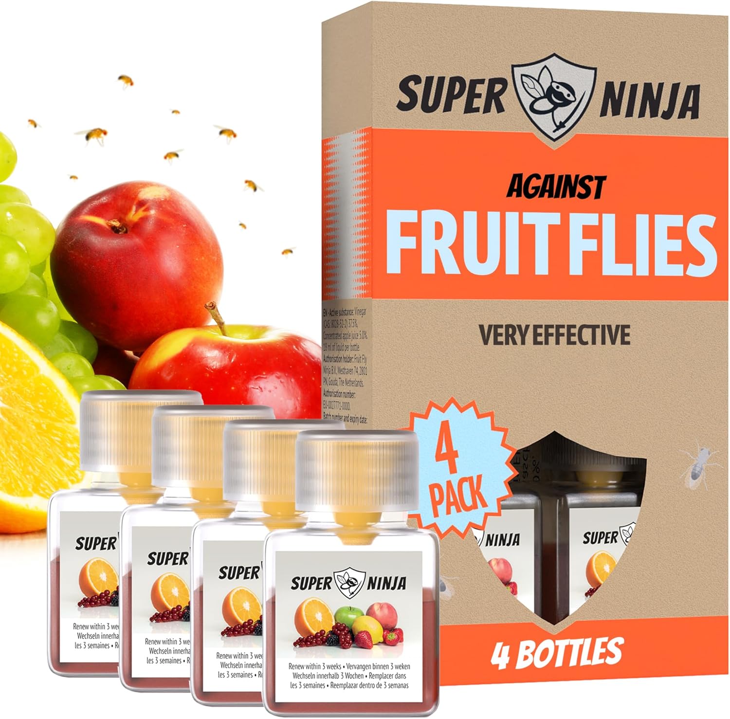 Amazon.com : Super Ninja Fruit Fly Traps for Indoors - 4 Traps - Highly ...