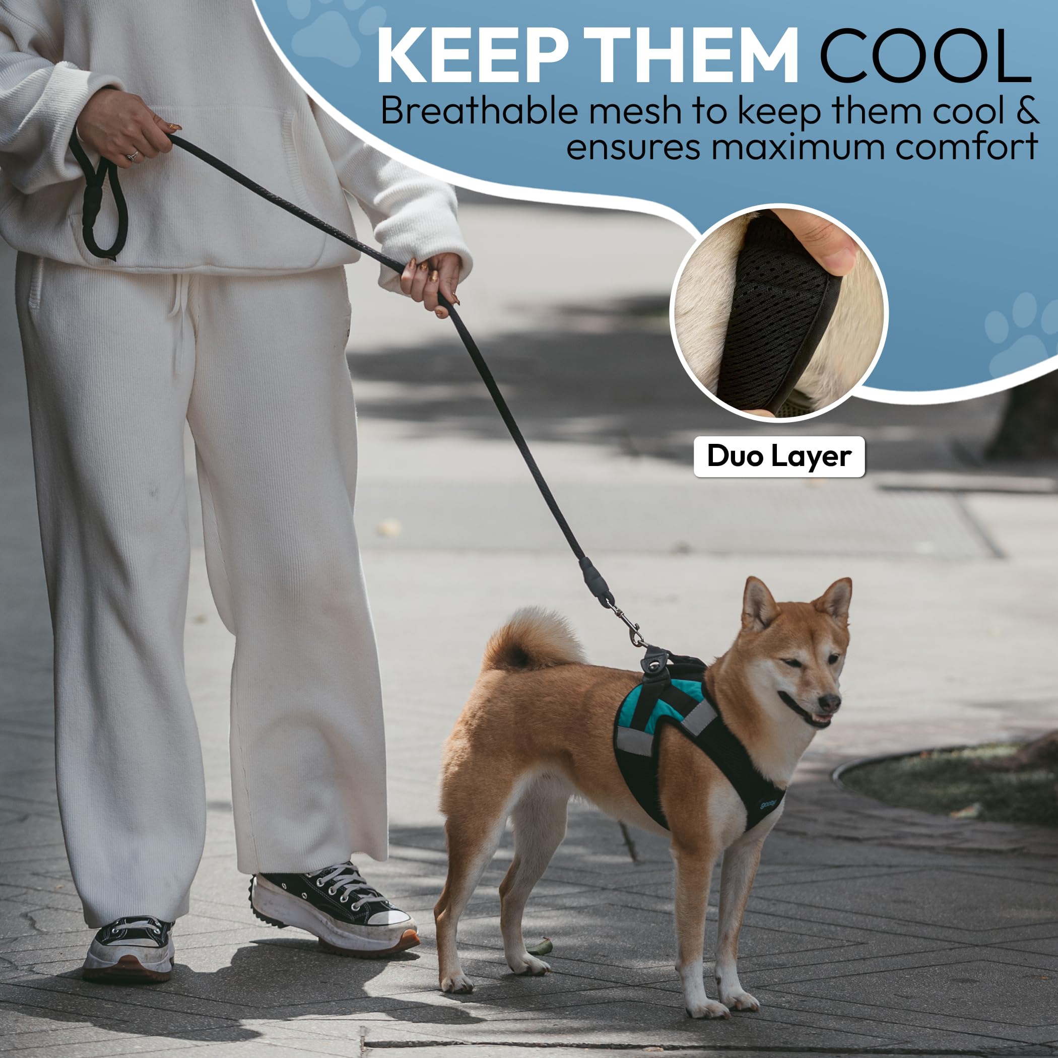 Snapklik.com : Gooby Soft Mesh X Step In Dog Harness - Turquoise