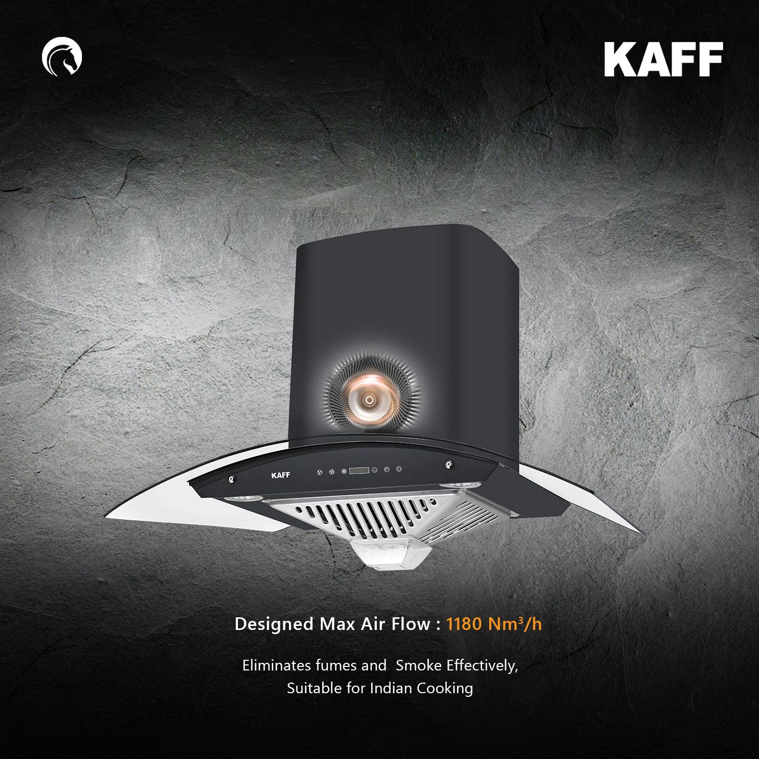 Kaff Chimney Logo KAFF 60 CM Filter Less Auto Clean Slant Kitchen