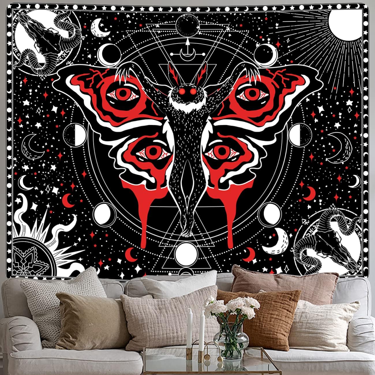 Amazon.com: LZBXBXDA Mothman Tapestry Skull Tapestry Gothic Tapestry ...