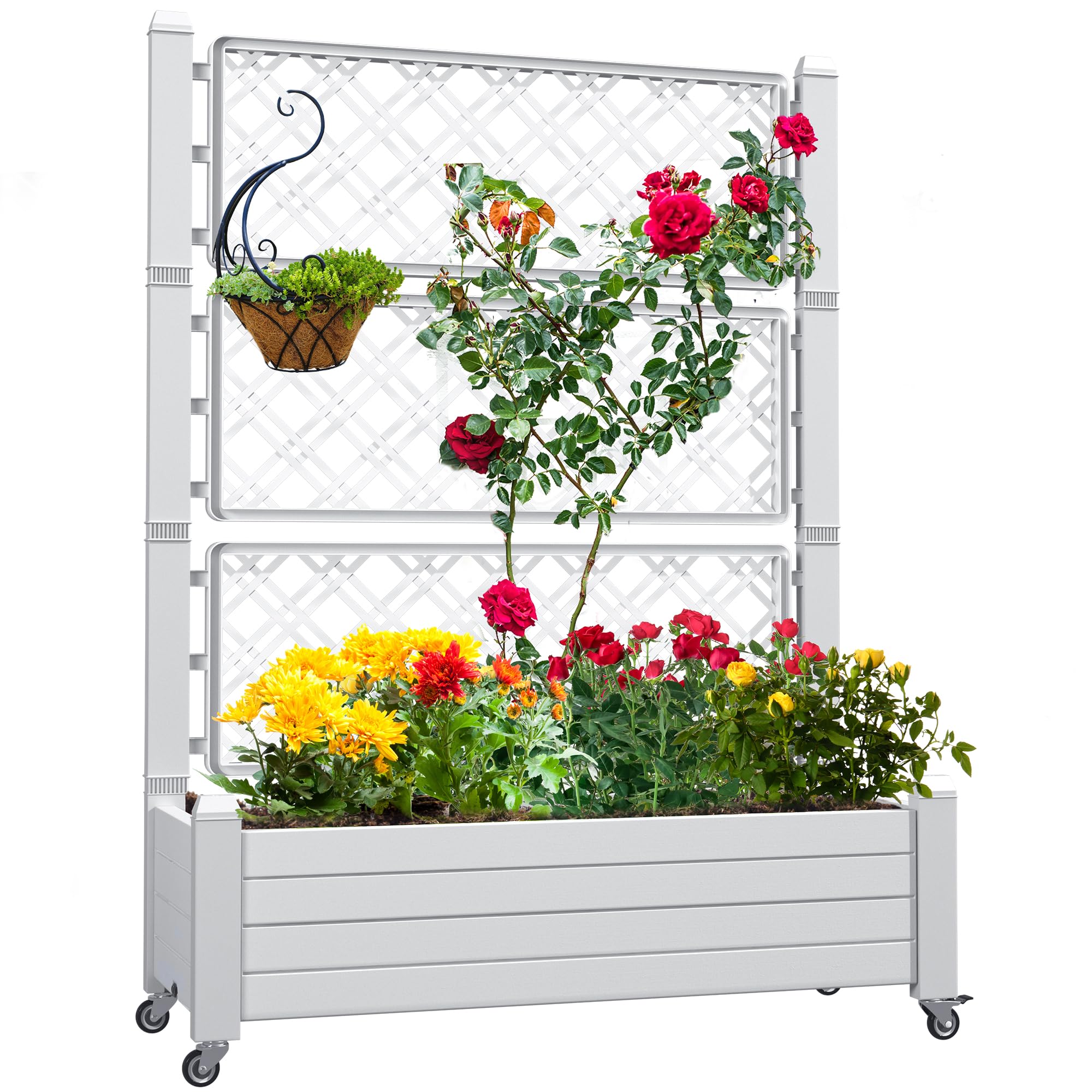 YITAHOME 3.6x1.5x5FT Planter Box Trellis with Lockable Wheels, Outdoor ...