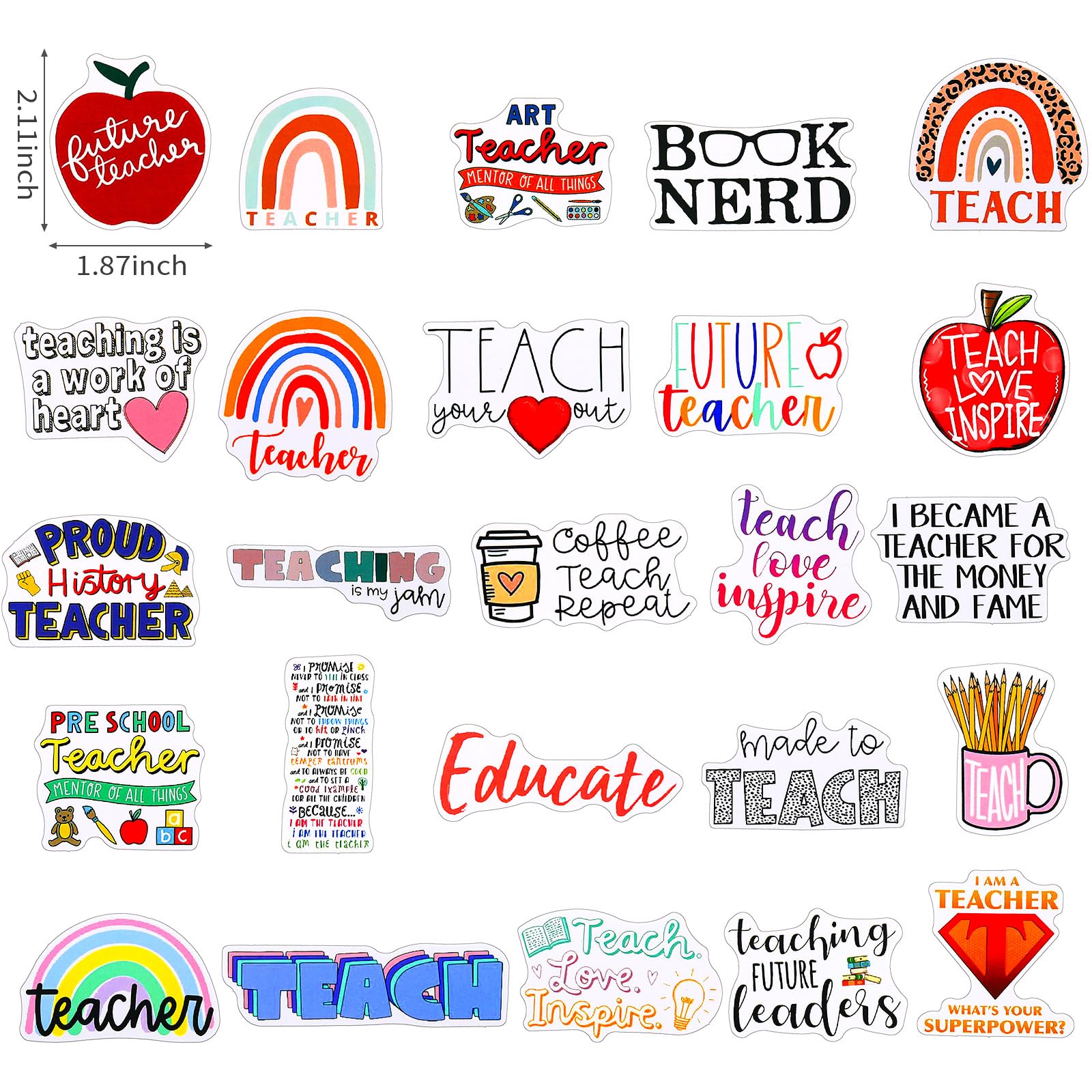 Snapklik.com : 100 Pcs Waterproof Stickers Teacher Appreciation Gift ...