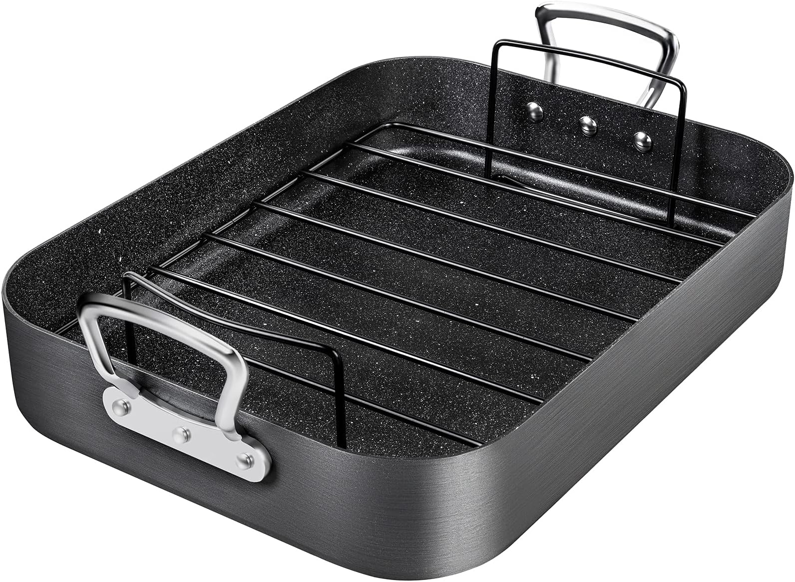 Amazon.com: MICHELANGELO Roasting Pan with Rack, Hard Anodized Turkey ...