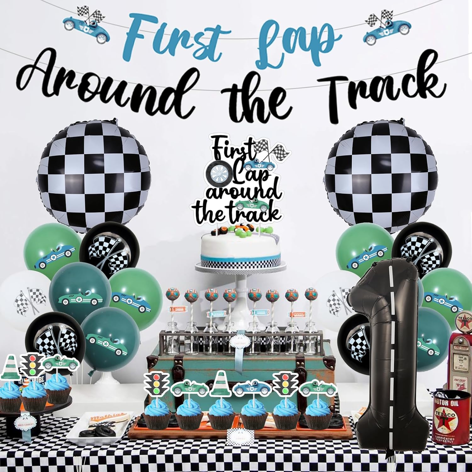 Amazon.com: Wonmelody Fast One Birthday Decorations First Lap Around ...