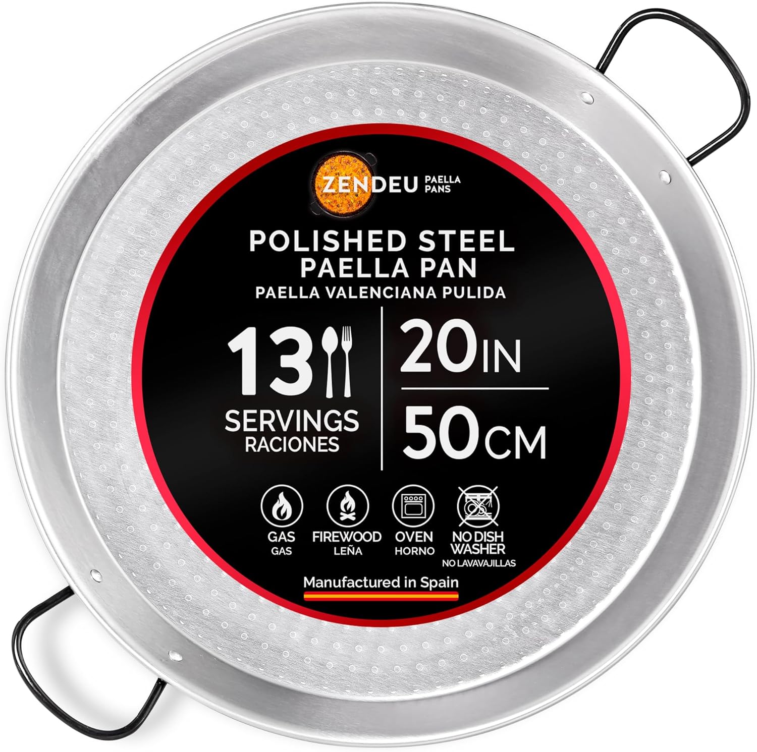Amazon.com: ZENDEU - Paella Pan 20 inch - Carbon Steel Paella Pan, Made ...