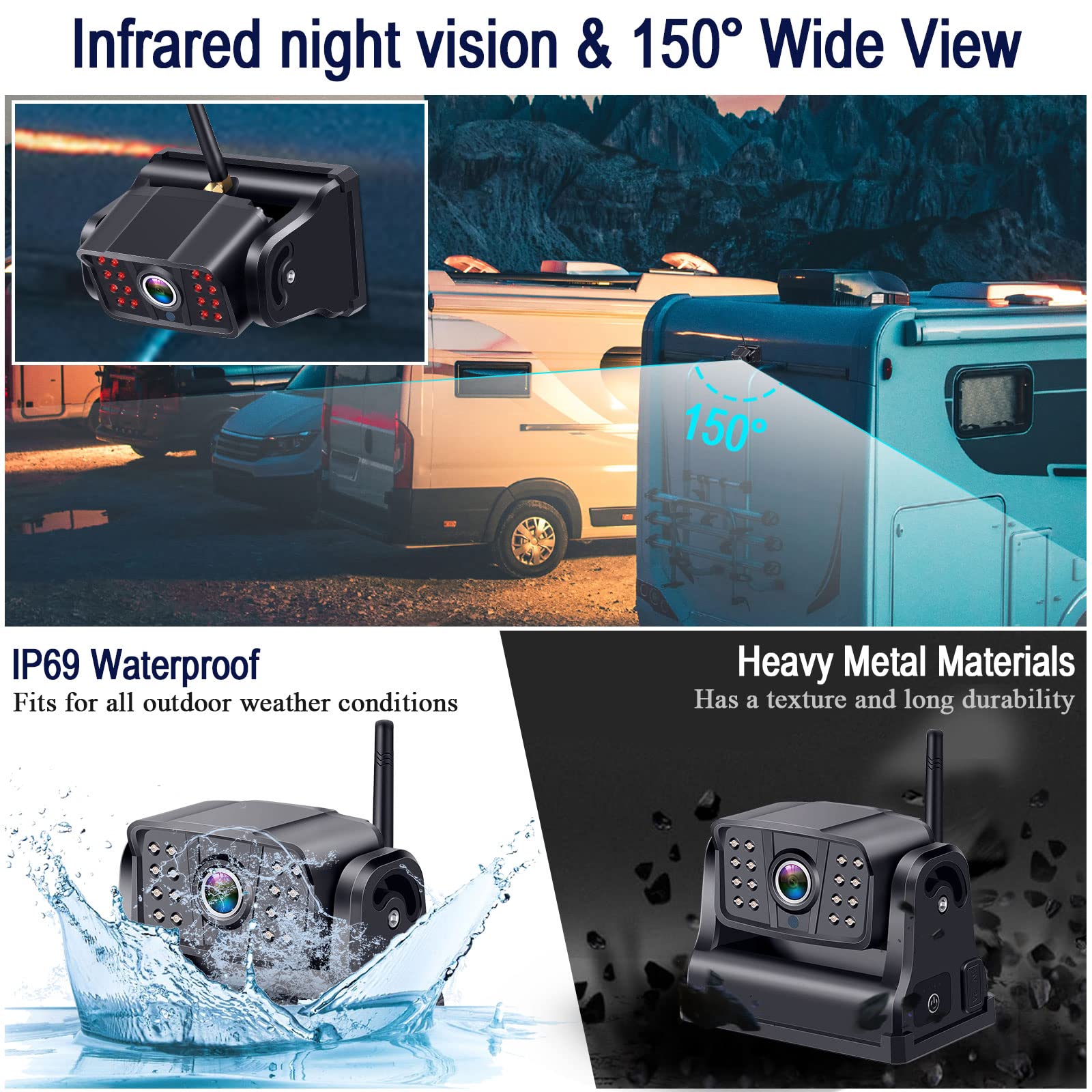 Snapklik.com : Wireless Backup Camera Magnetic: Solar Scratch-Proof ...