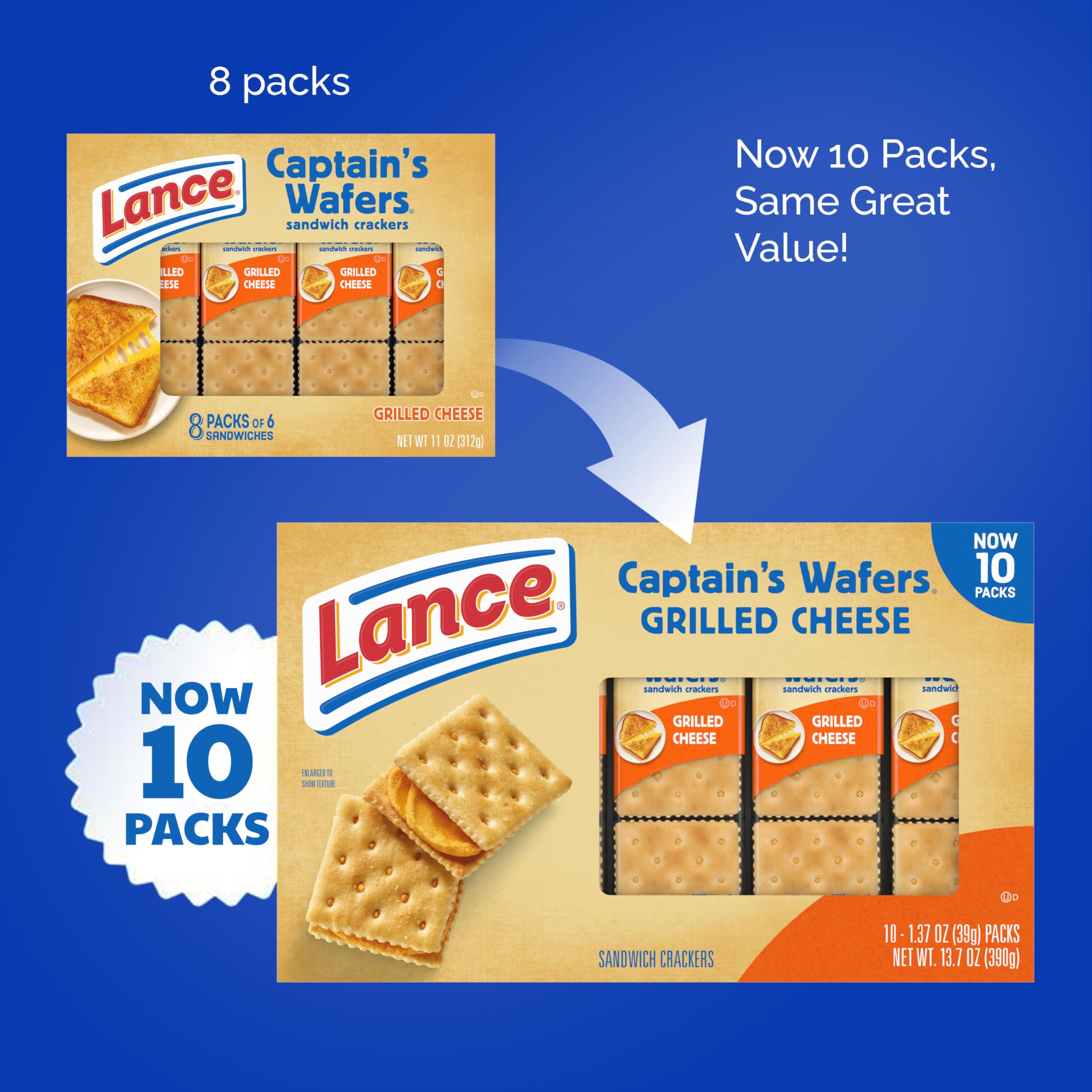 Snapklik.com : Sandwich Crackers, Captains Wafer Grilled Cheese, 10 ...