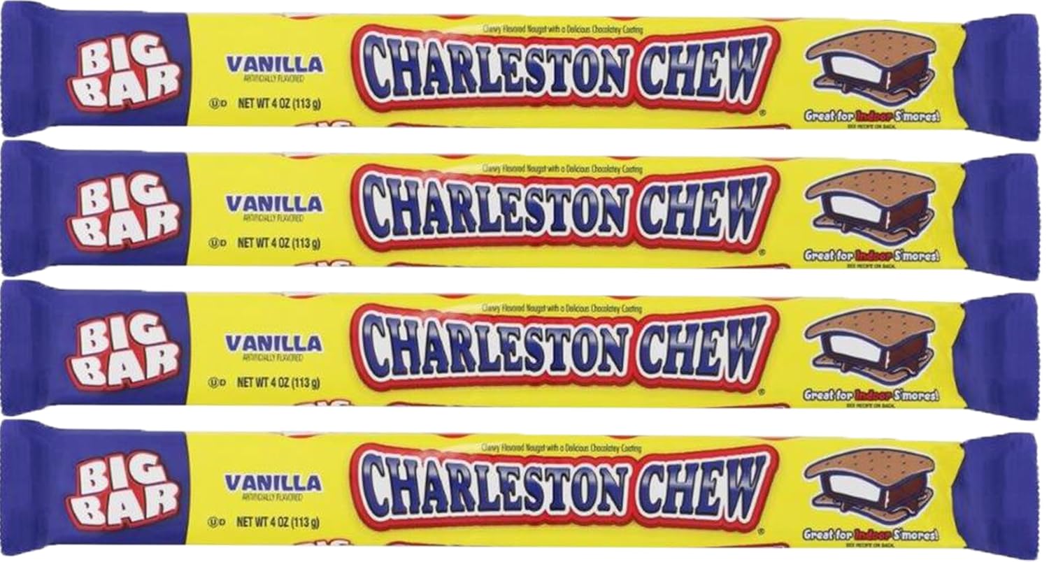 Amazon.com : Charleston Chew Vanilla Flavor, 4oz Big Bar, 4-Pack ...