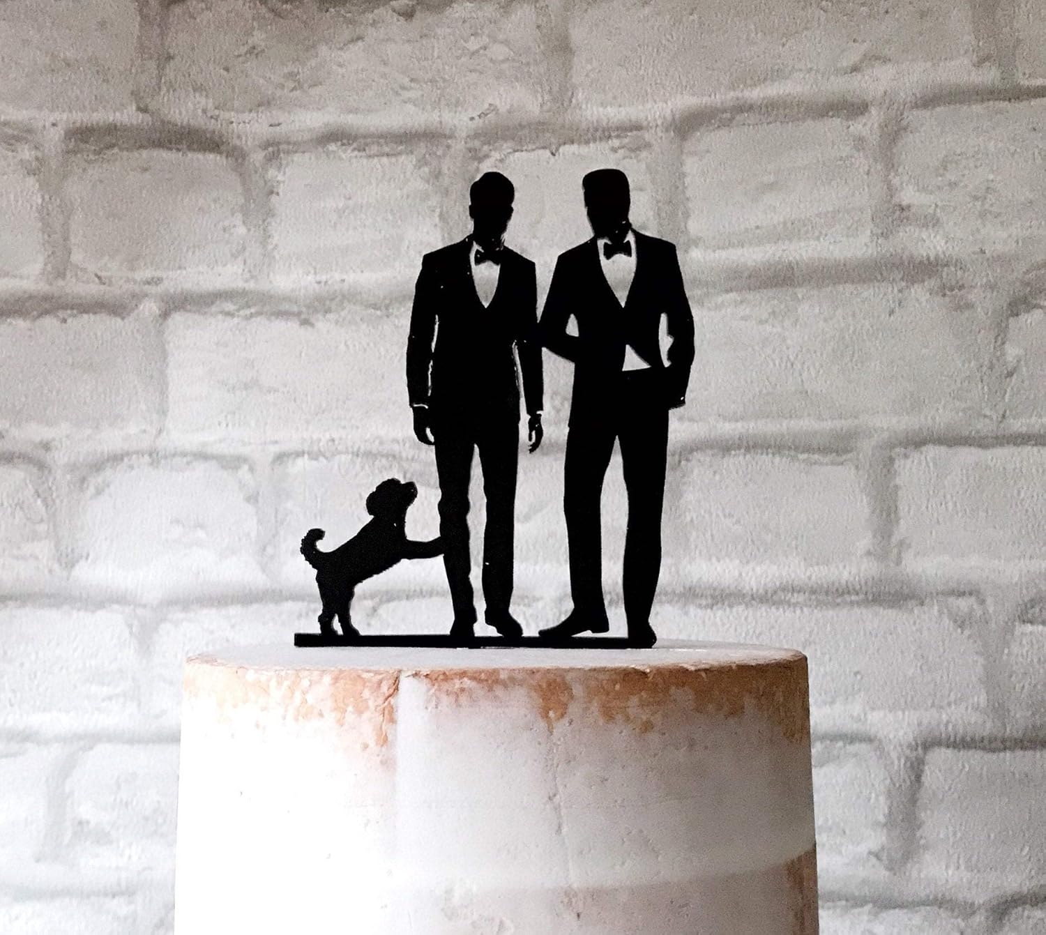 Amazon.com: Gay Wedding Cake Topper with 2 Grooms and Cockapoo Dog ...