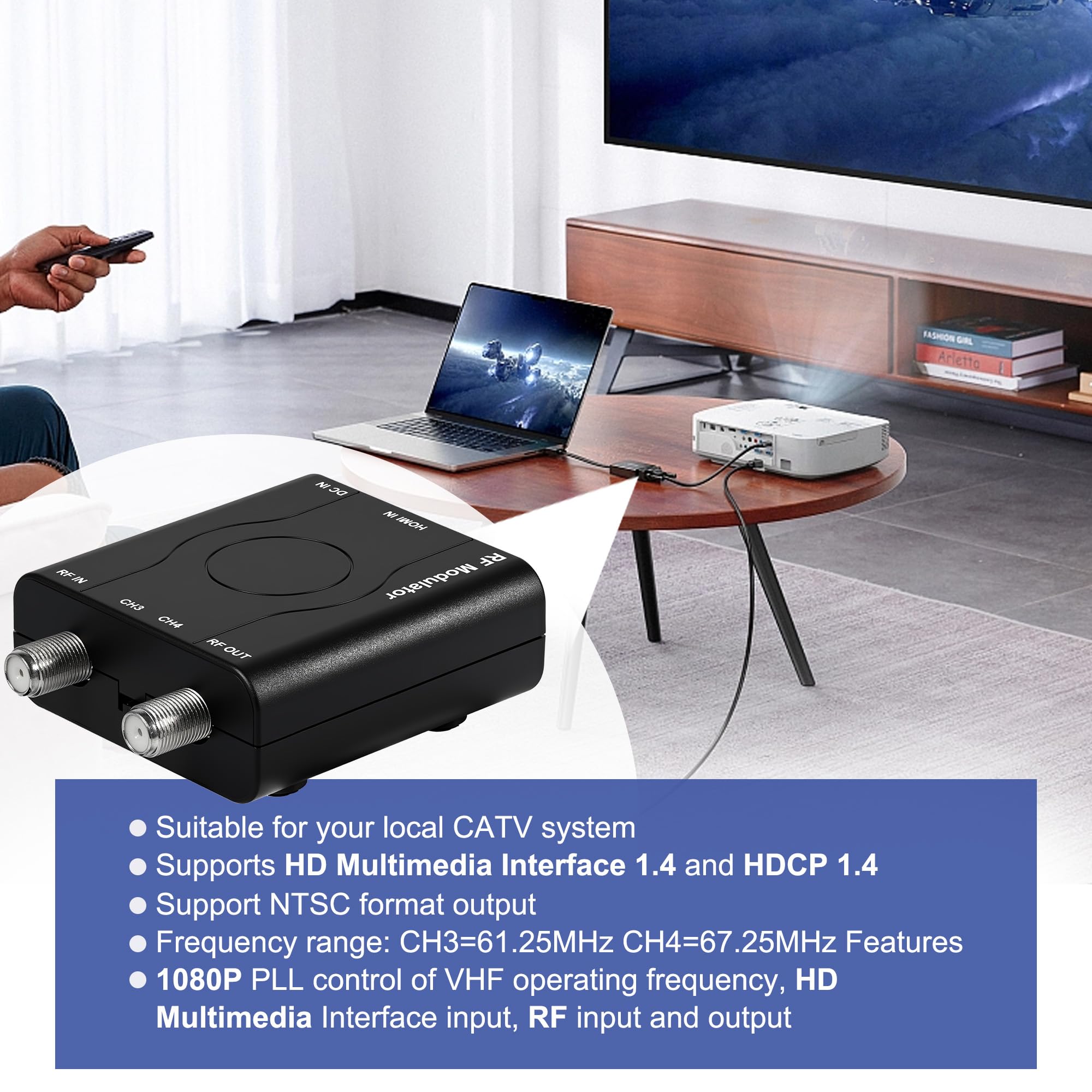 Snapklik.com : HDMI To RF Modulator, VHF RF Modulator HDMI Coaxial ...