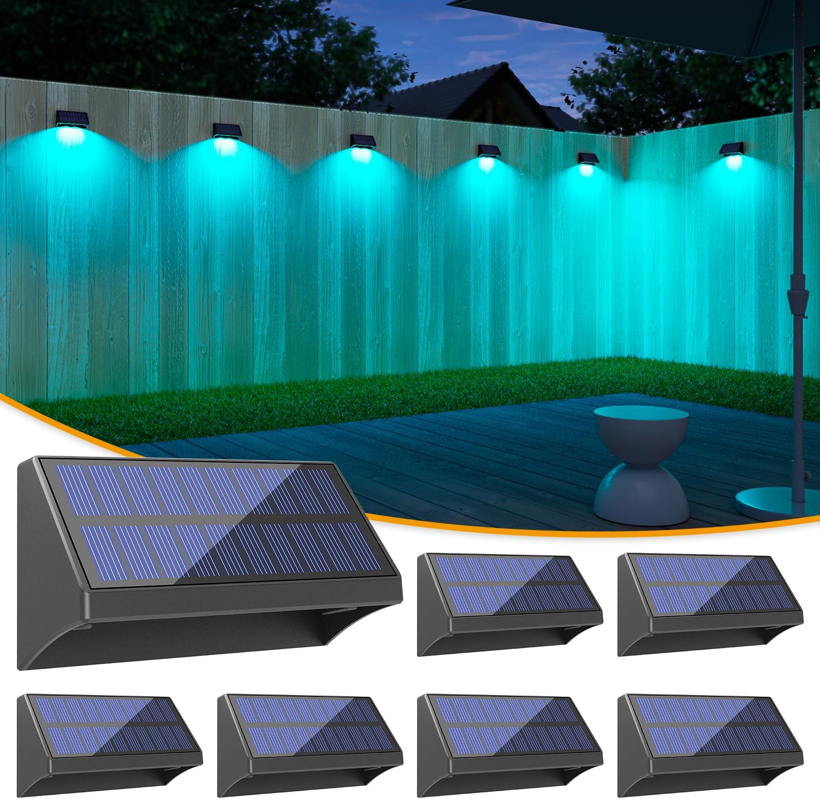 OTHWAY Solar Fence Post Lights Outdoor Waterproof Colorful Decorative ...