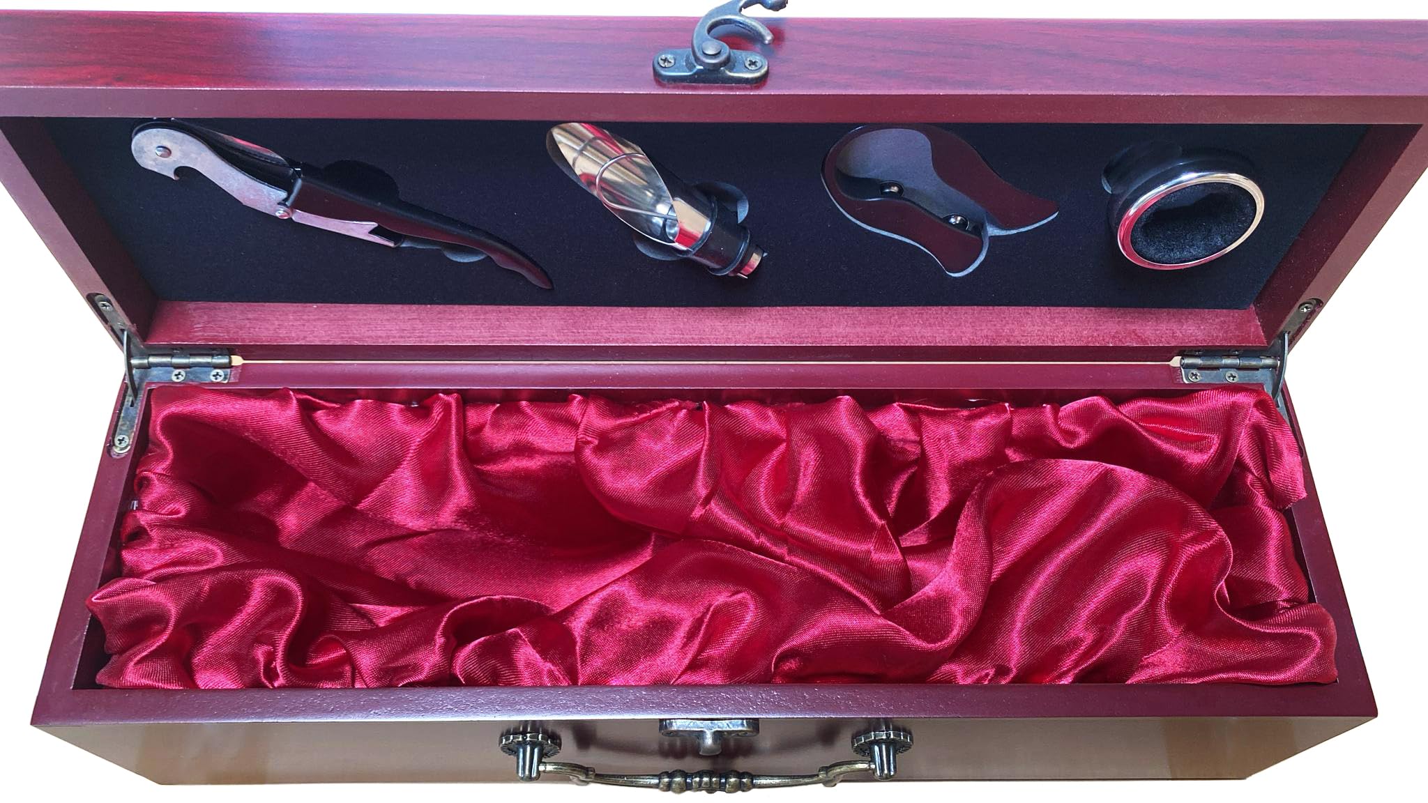 ASC Wine Presentation Box, Detailed Ornate Metal Handle and Clasp, Case ...