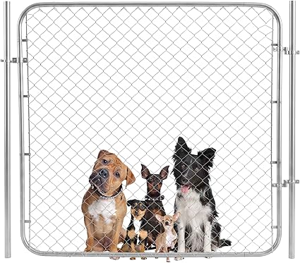 Amazon.com : Adjustable Chain Link Fence Gate with Posts, Heavy Duty ...