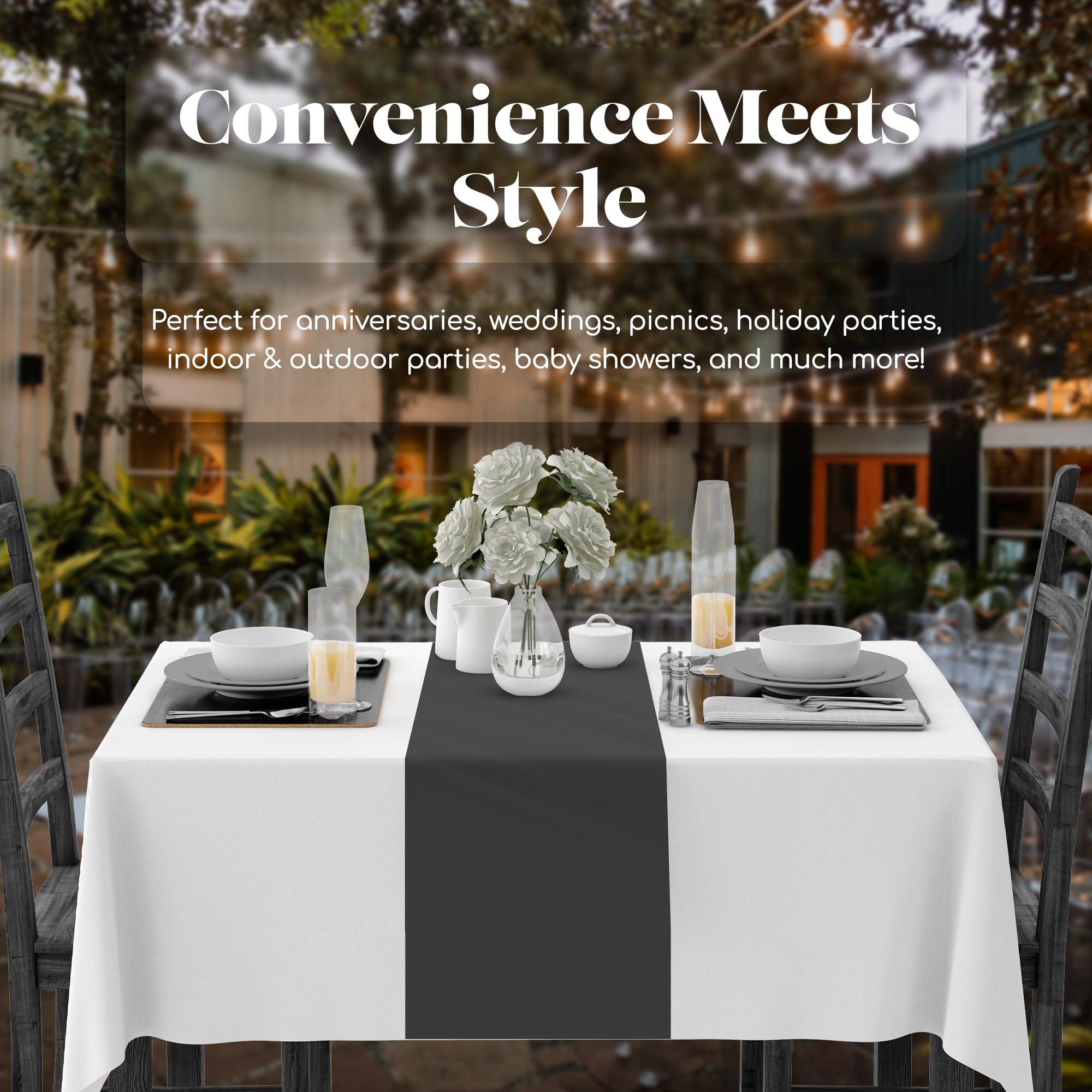 Snapklik.com : Dark Grey 6 Pack Premium Disposable Plastic Table Runner ...