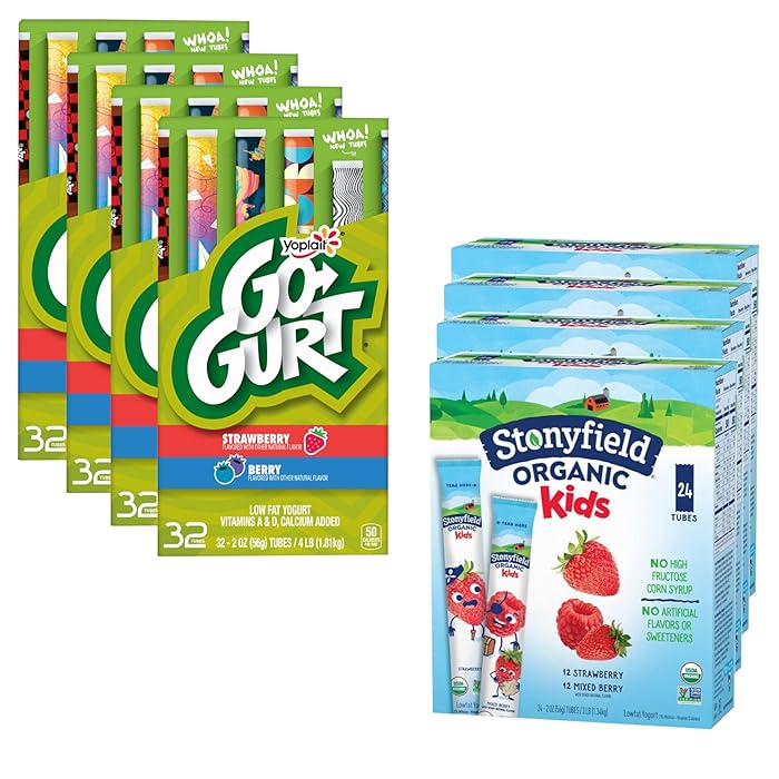 Buy Stonyfield Yokids Organic Squeezers and Yoplait Go-Gurt Kids Yogurt ...