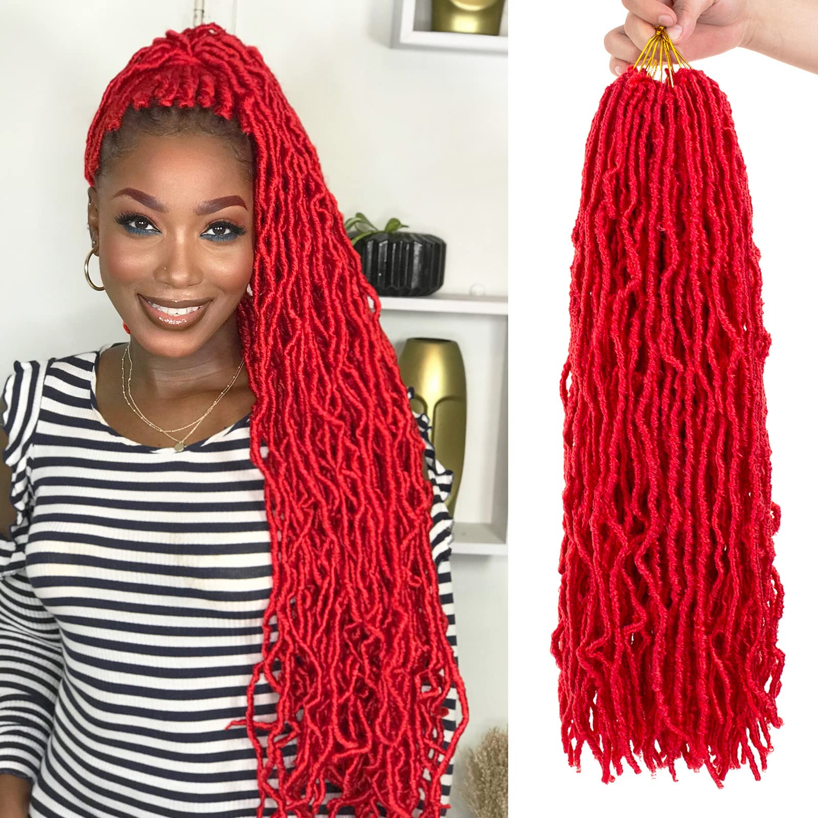 Snapklik.com : Red Soft Locs 24 Inch 6 Packs Distressed Faux Locs ...
