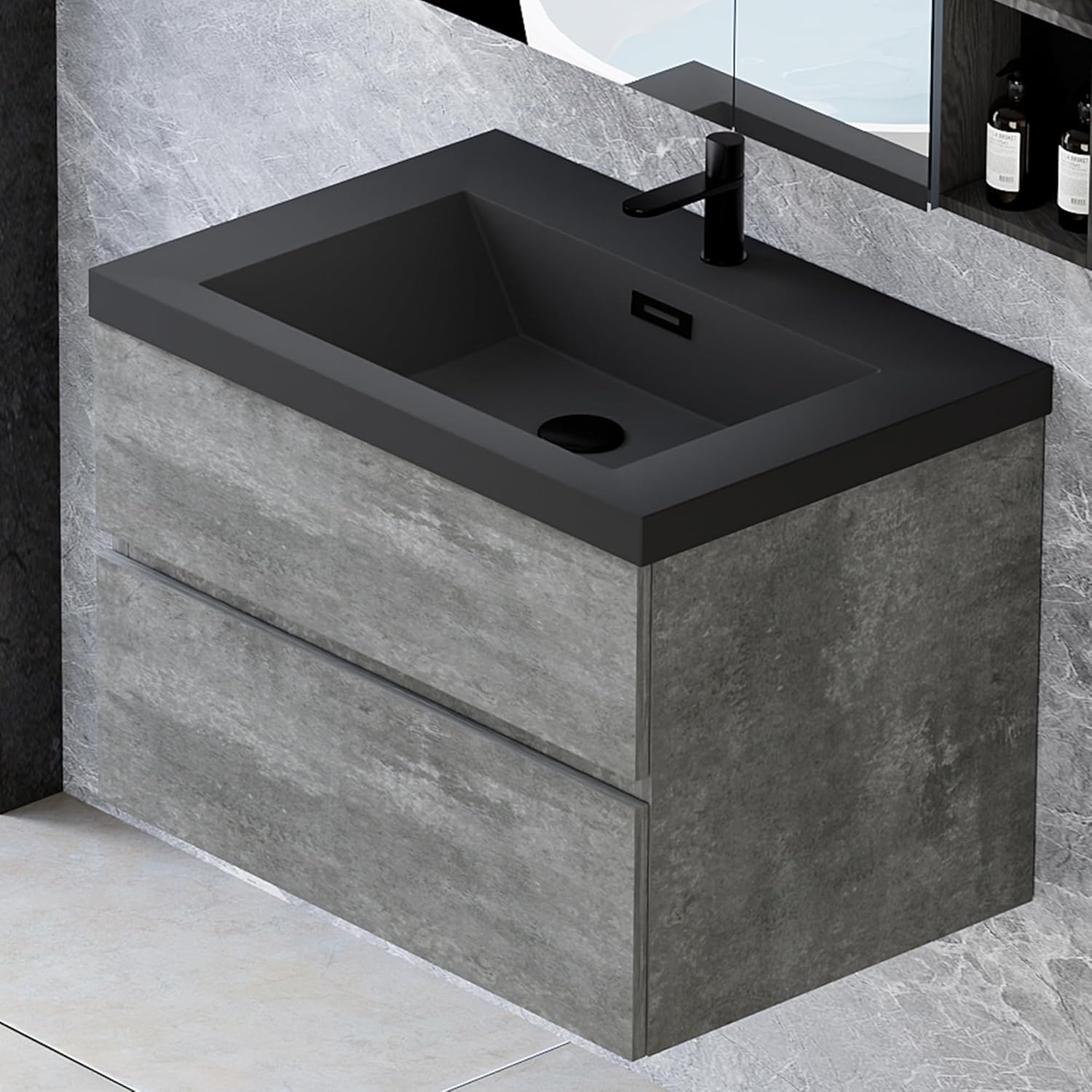 Floating Vanity, 30 Inch Bathroom Vanity with Single Sink, Wall Mounted ...