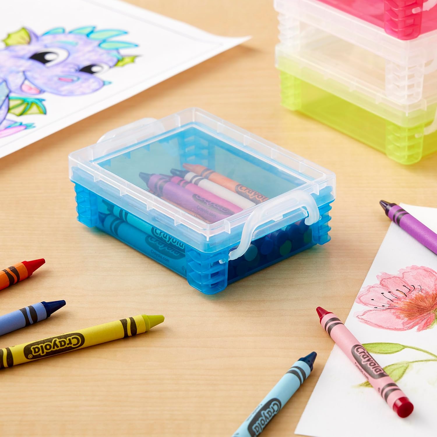 Amazon.com: Simply Tidy Teal Stacking Crayon Box Plastic Storage ...