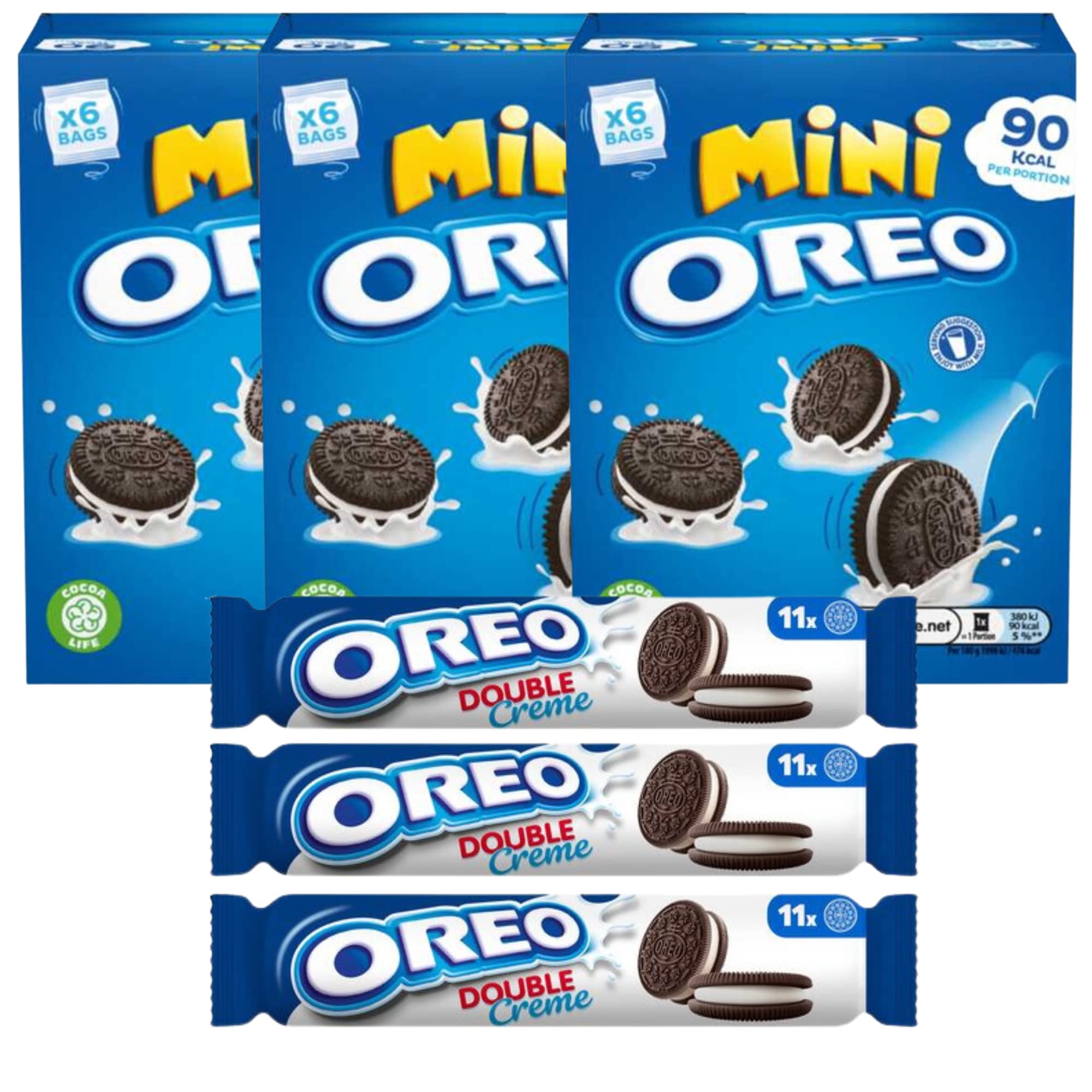Snack Pack Bundle with Oreo Mini Snack Pack Boxes 114g x3 and Oreo Cookies Double Stuff 157g x3 ...
