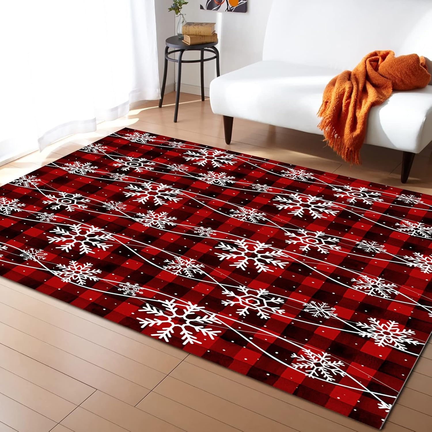 Amazon.com: Christmas Snowflake Indoor Outdoor Area Rug, Large Area ...
