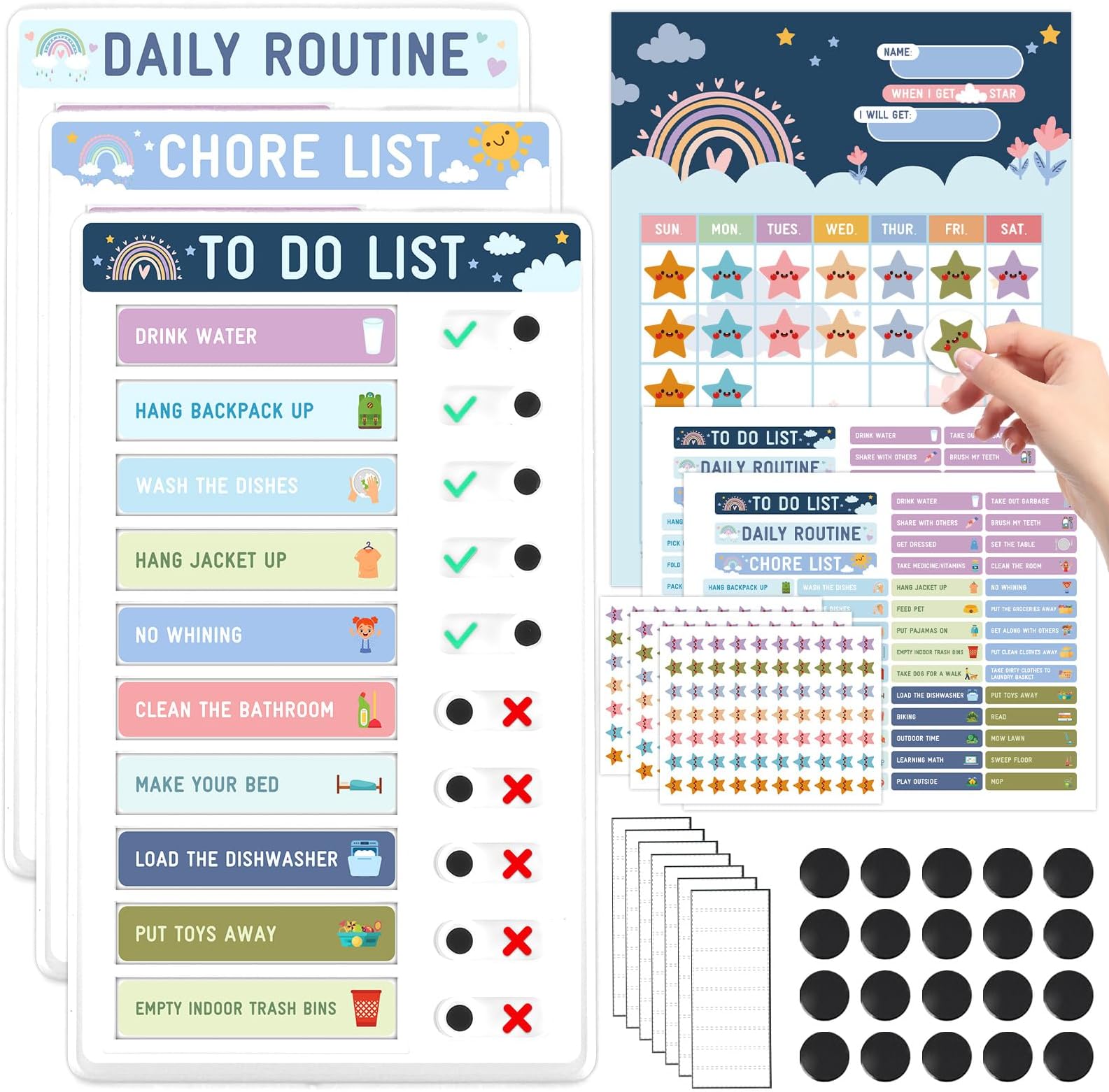 Amazon.com : Chore Chart for Kids: Dry Erase Visual Schedule, Magnetic ...